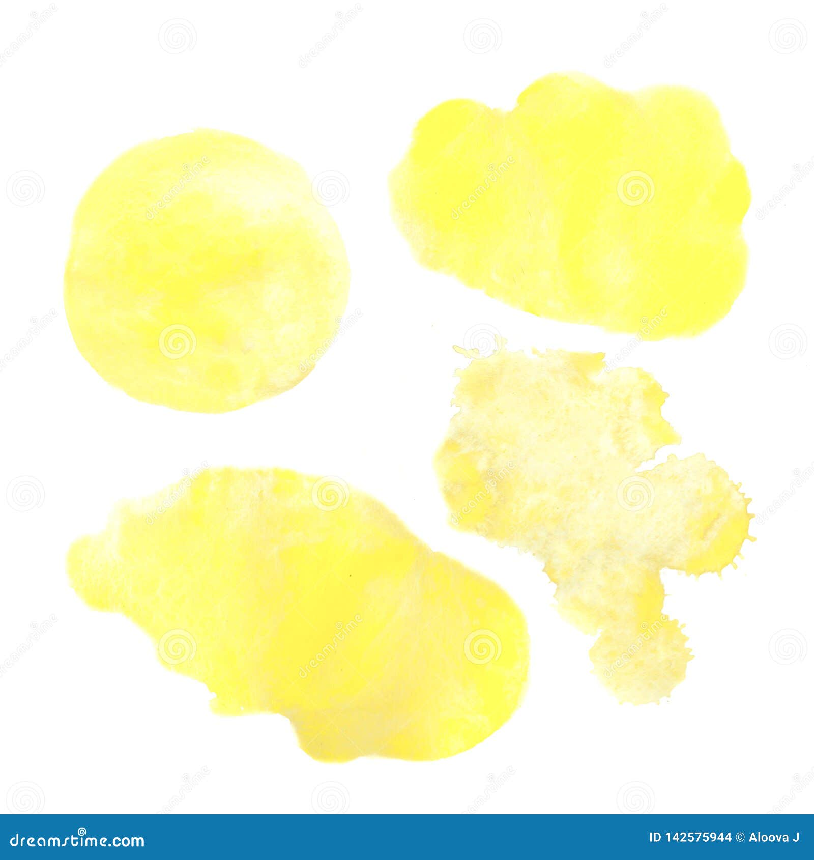 Watercolor Yellow Spot Isolated on White Background Stock Illustration ...