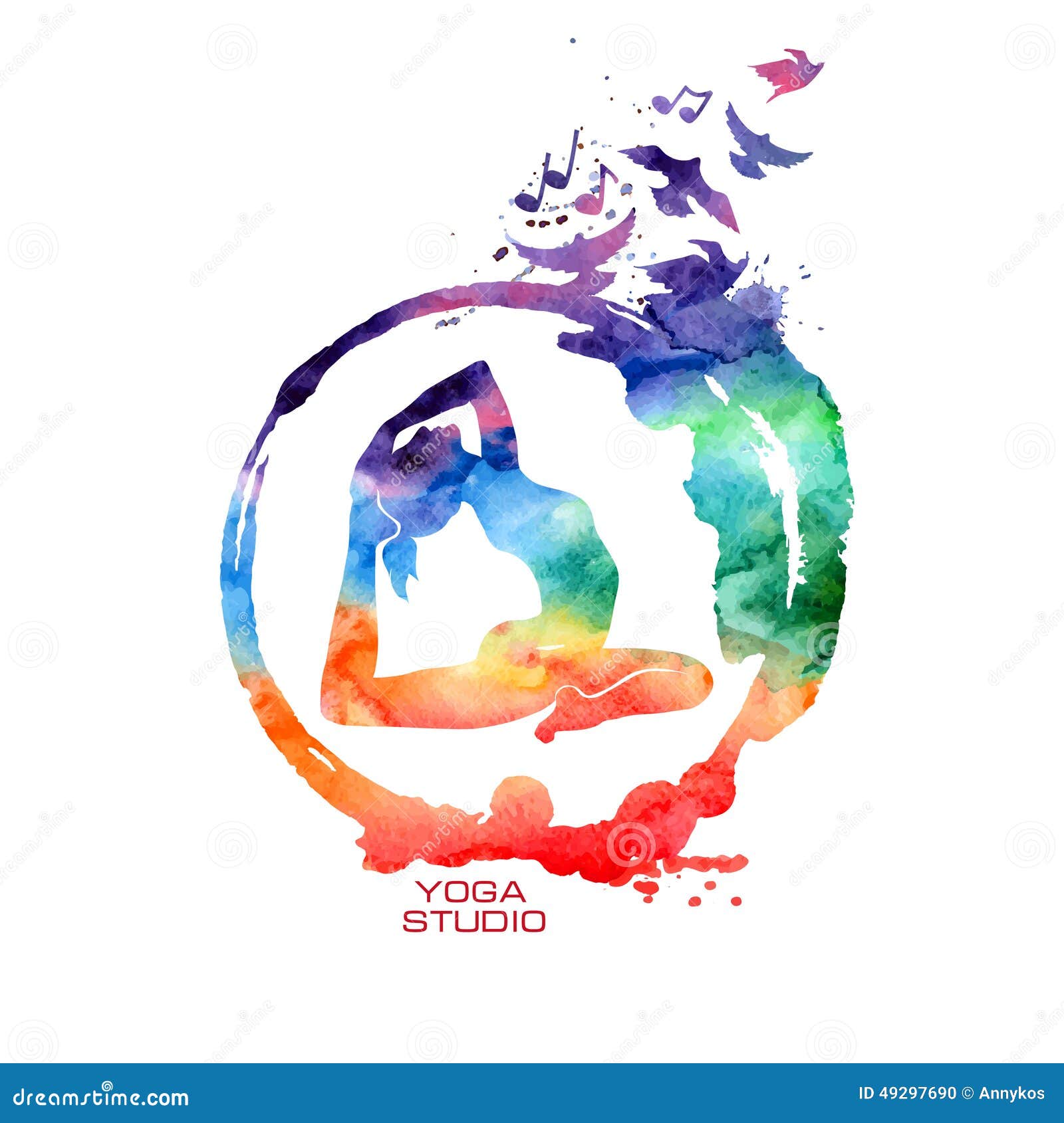 Watercolor yoga pose label stock vector. Illustration of isolated ...