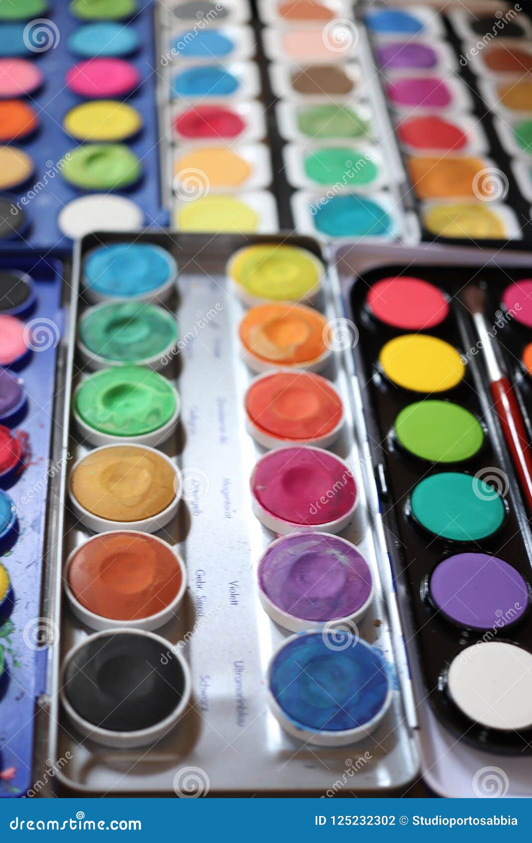Watercolors in boxes stock photo. Image of paintbox - 125232302