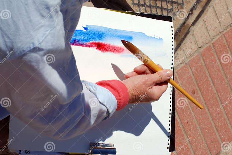 Watercolour Artist stock image. Image of hand, canvas - 4890989
