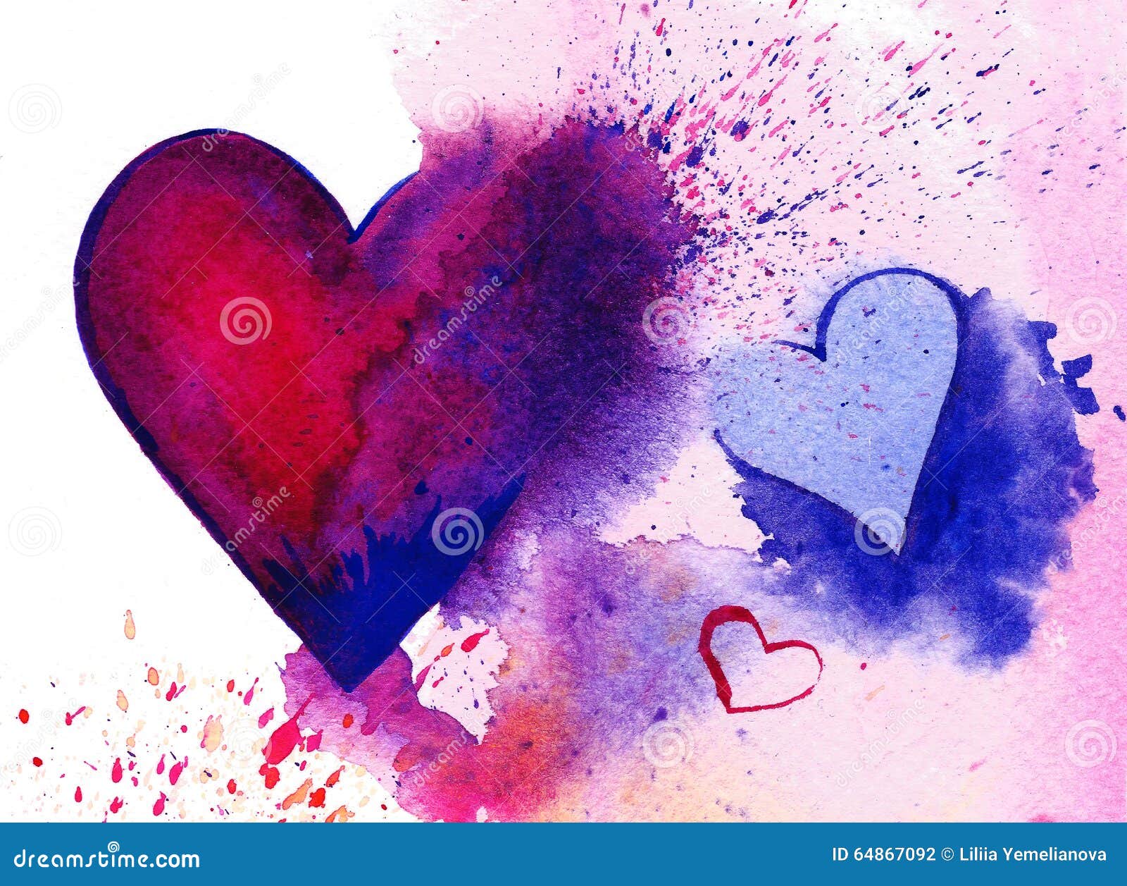 Watercolour bright heart stock illustration. Illustration of tattoo ...