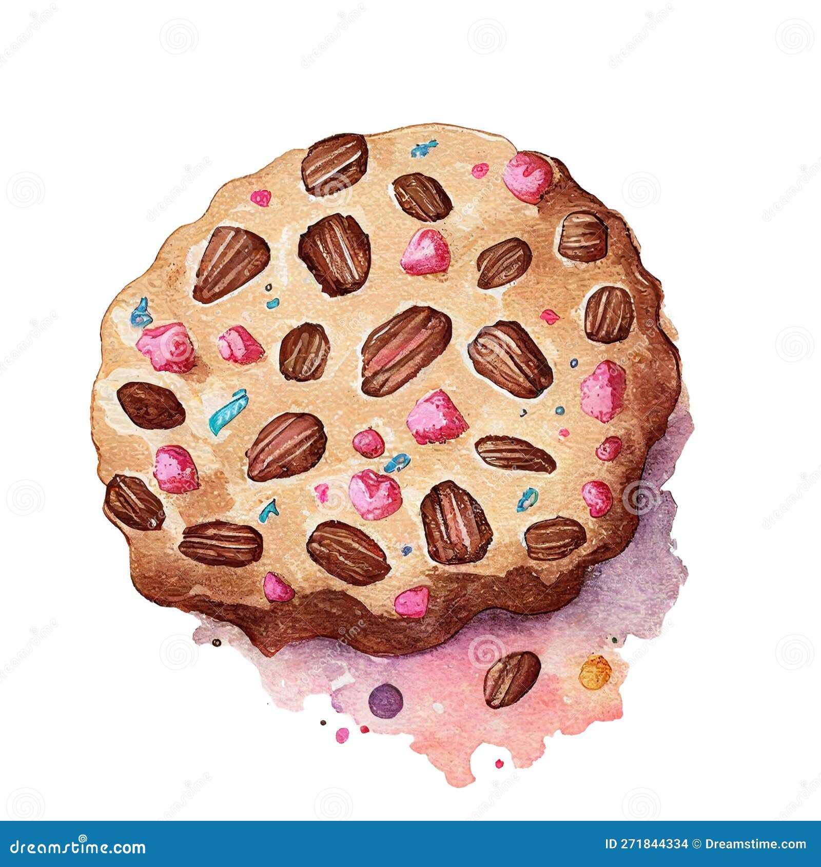 Watercolour Cookie on Isolated White Background. AI Generative ...