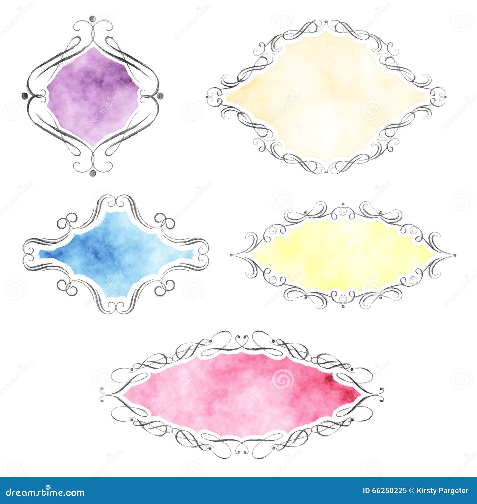 Watercolour Decorative Labels Stock Vector - Illustration of romance ...