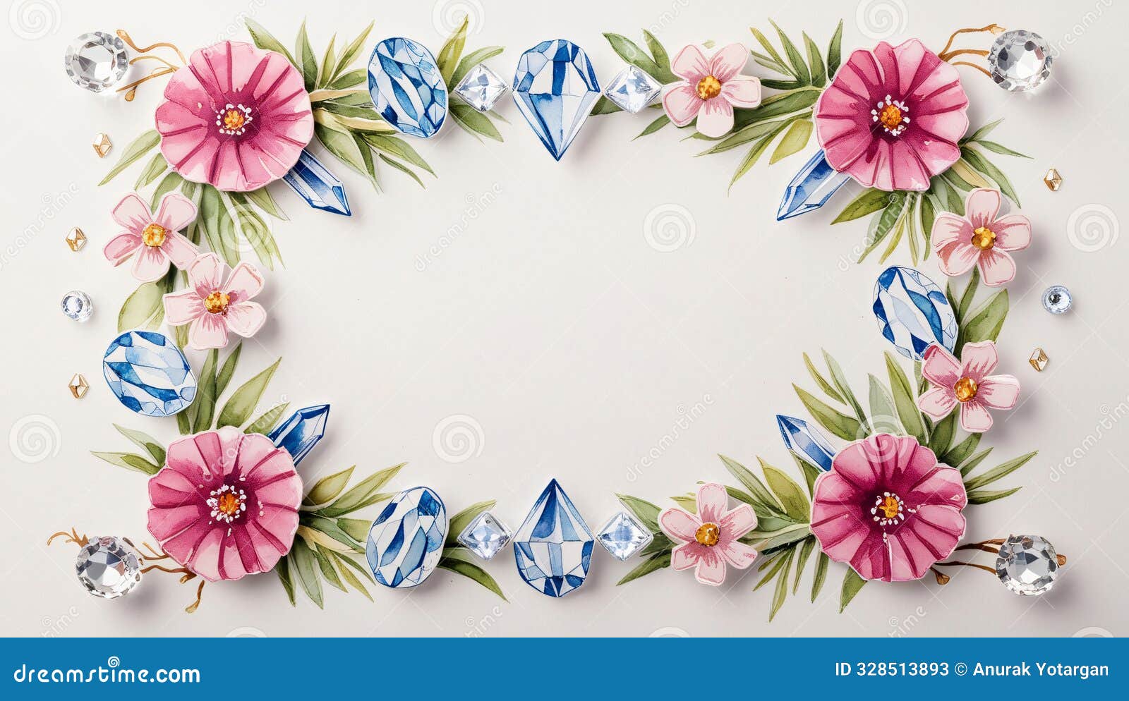 Watercolour Drawing of Plants in Frame Shape Stock Illustration ...