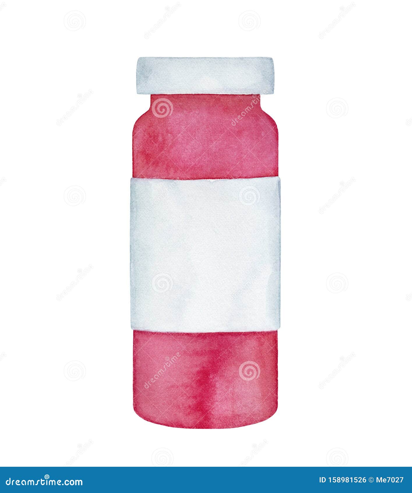 Watercolour Drawing of Small Plastic Bottle with White Cap and Empty ...