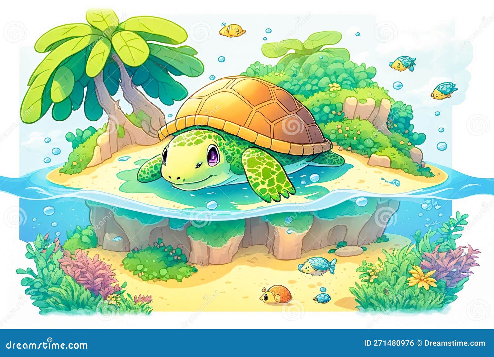 Drawing Sea Turtle Cartoon Vector | CartoonDealer.com #60156027