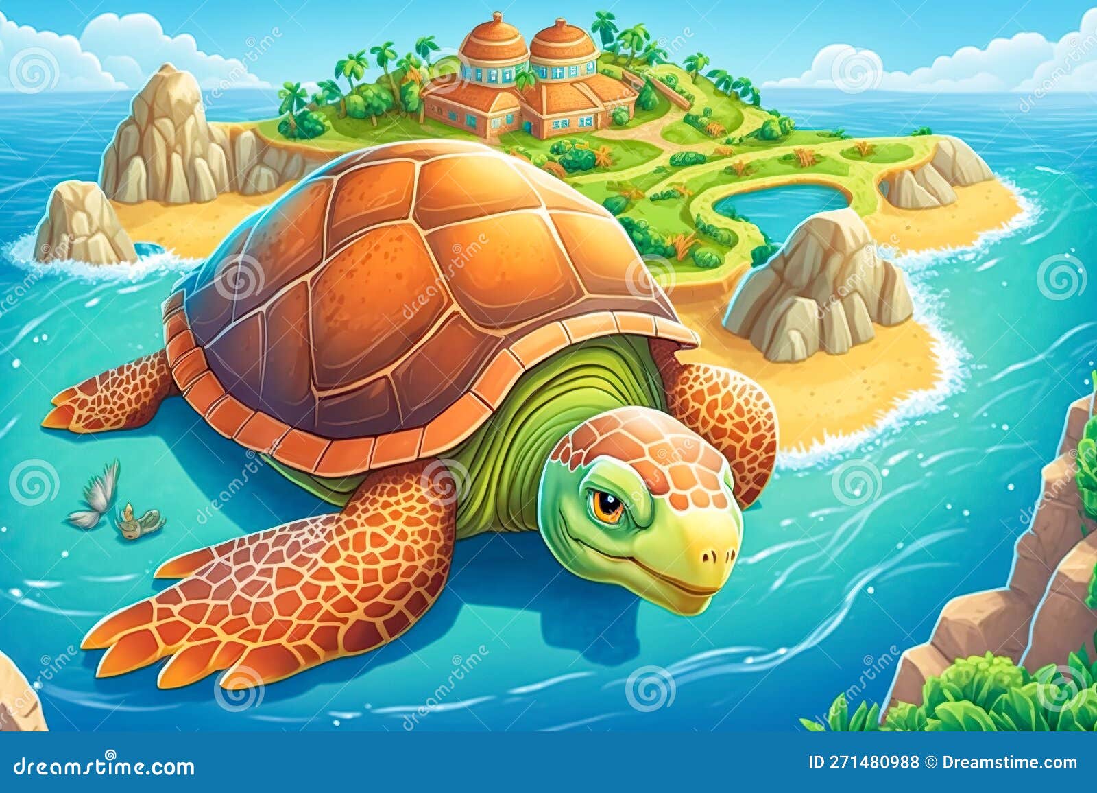 Drawing Sea Turtle Cartoon Vector | CartoonDealer.com #60156027