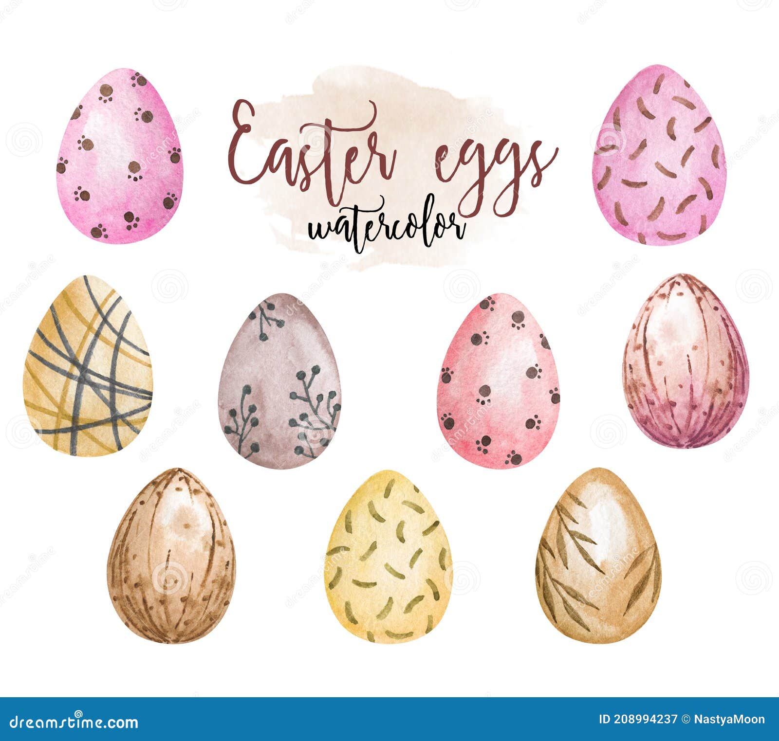 Watercolor Easter Eggs Clipart Eggs Isolated Set Painted Eggs Clip Art ...
