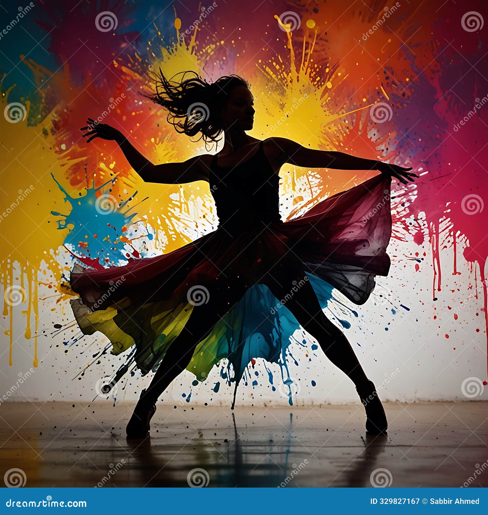 Watercolour Female Silhouette in Modern Dance Pose Stock Image - Image ...