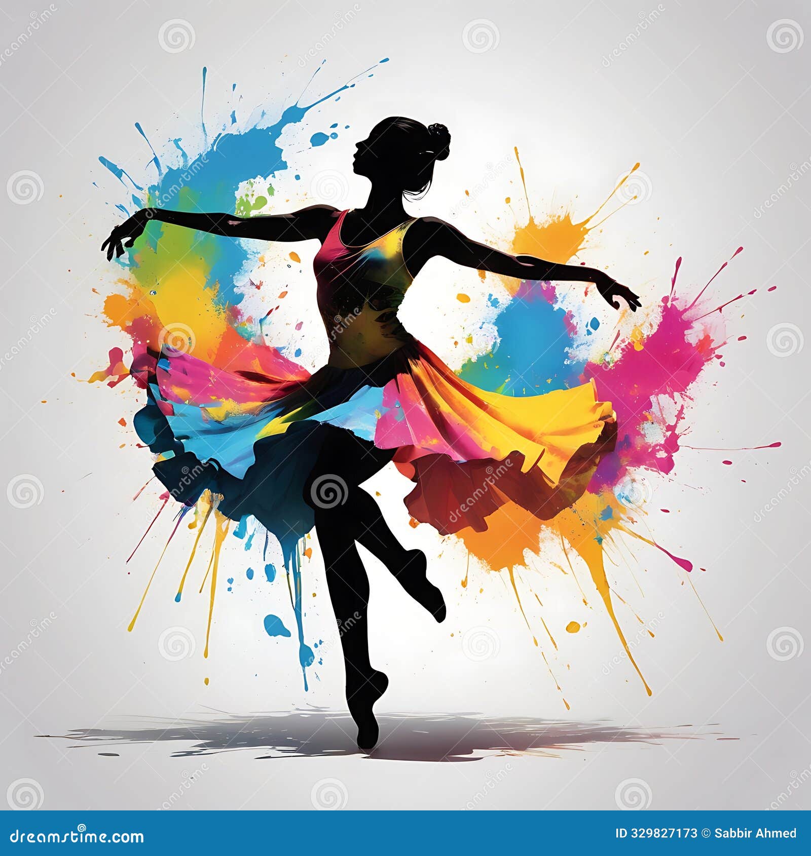 Watercolour Female Silhouette in Modern Dance Pose Stock Illustration ...