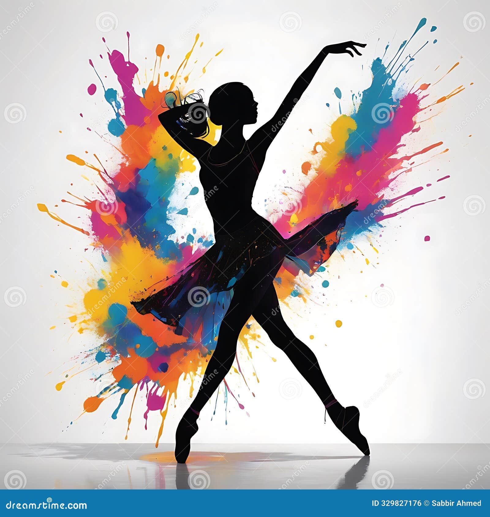 Watercolour Female Silhouette in Modern Dance Pose Stock Illustration ...