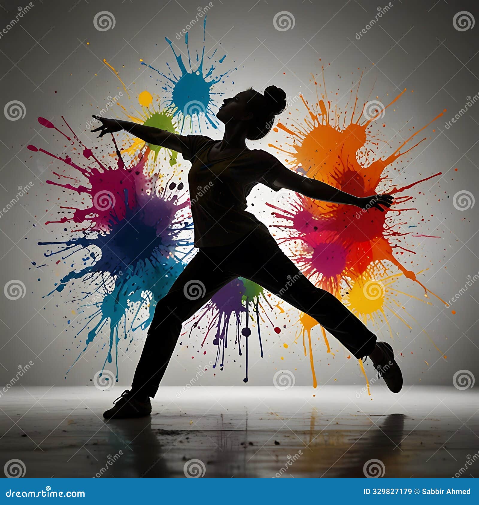 Watercolour Female Silhouette in Modern Dance Pose Stock Image - Image ...