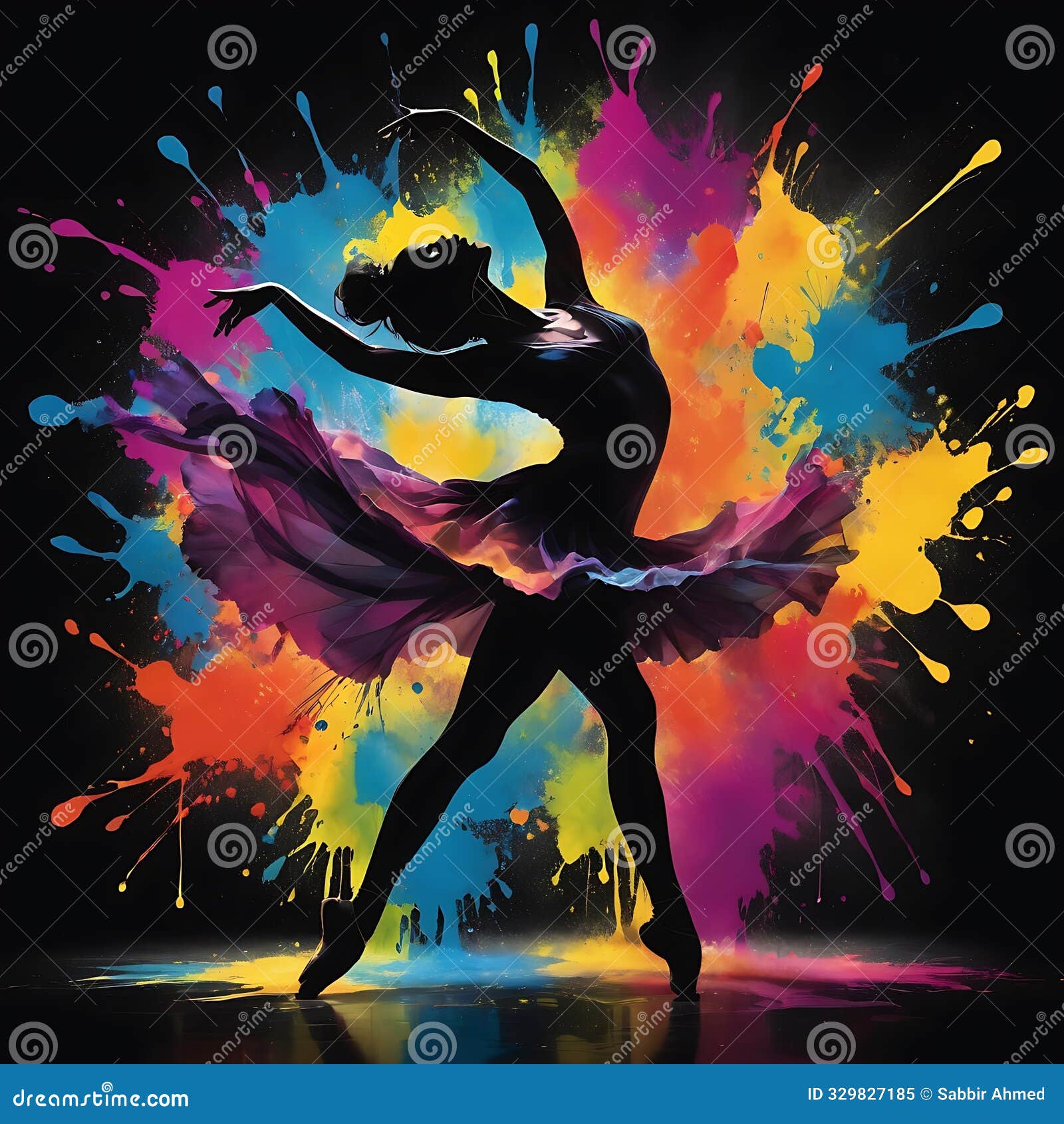 Watercolour Female Silhouette in Modern Dance Pose Stock Image - Image ...
