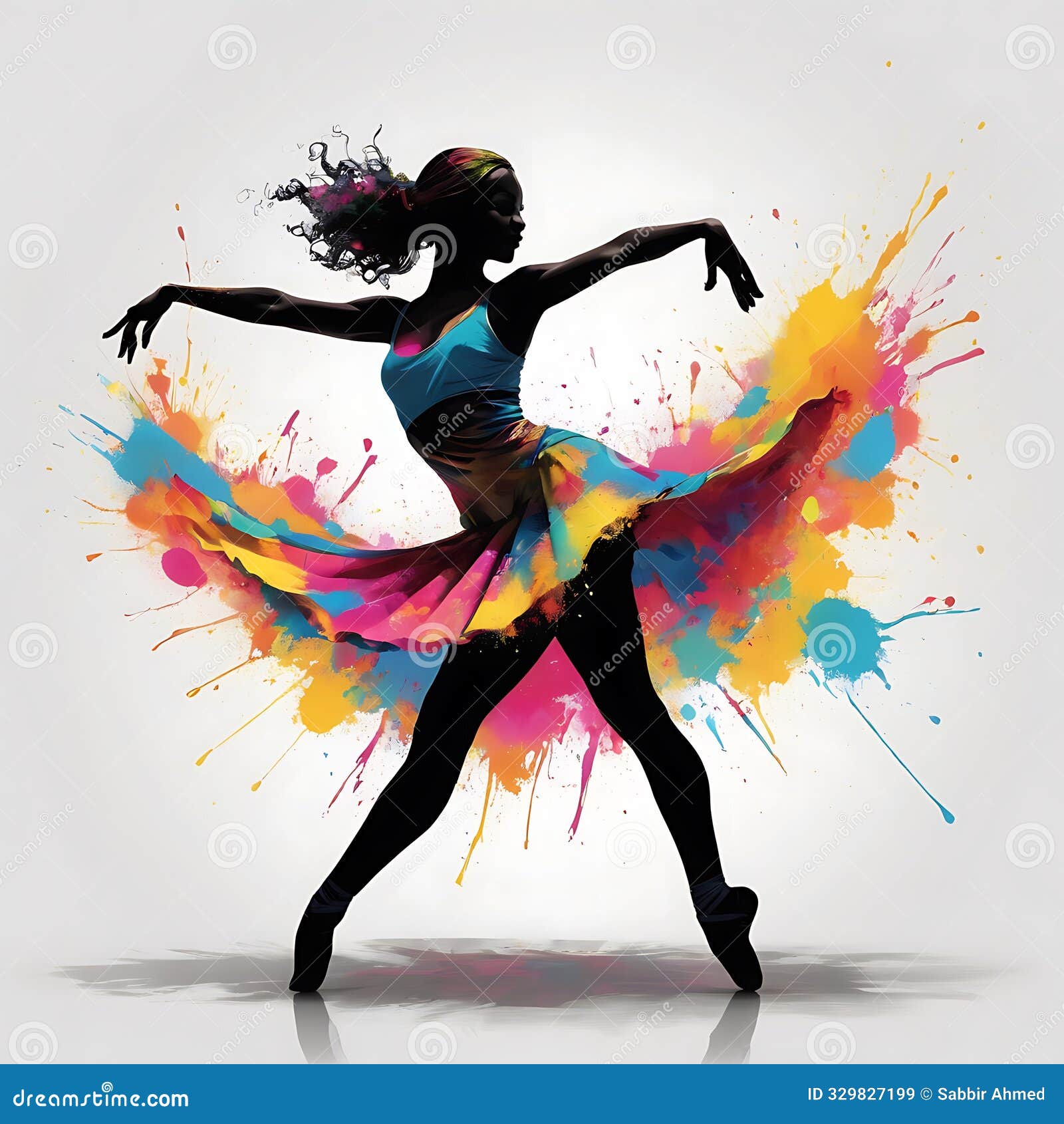 Watercolour Female Silhouette in Modern Dance Pose Stock Illustration ...
