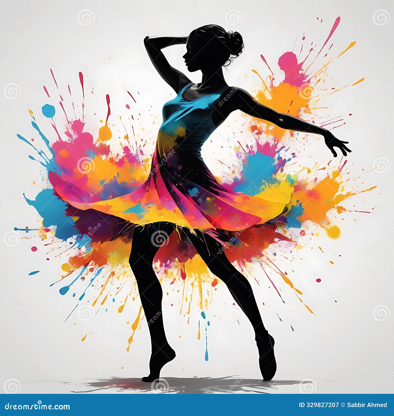 Watercolour Female Silhouette in Modern Dance Pose Stock Image - Image ...