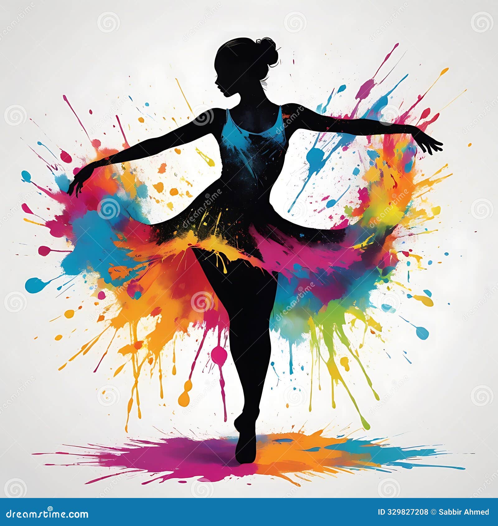 Watercolour Female Silhouette in Modern Dance Pose Stock Photo - Image ...
