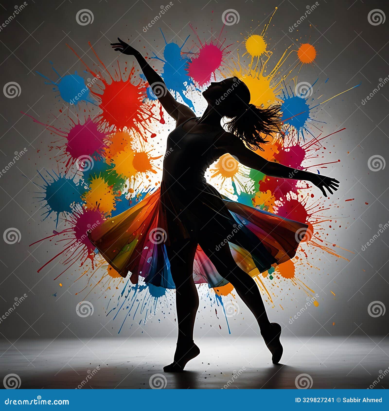 Watercolour Female Silhouette in Modern Dance Pose Stock Image - Image ...