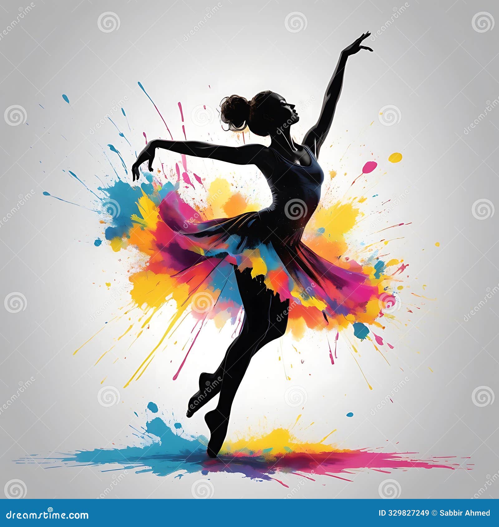 Watercolour Female Silhouette in Modern Dance Pose Stock Illustration ...