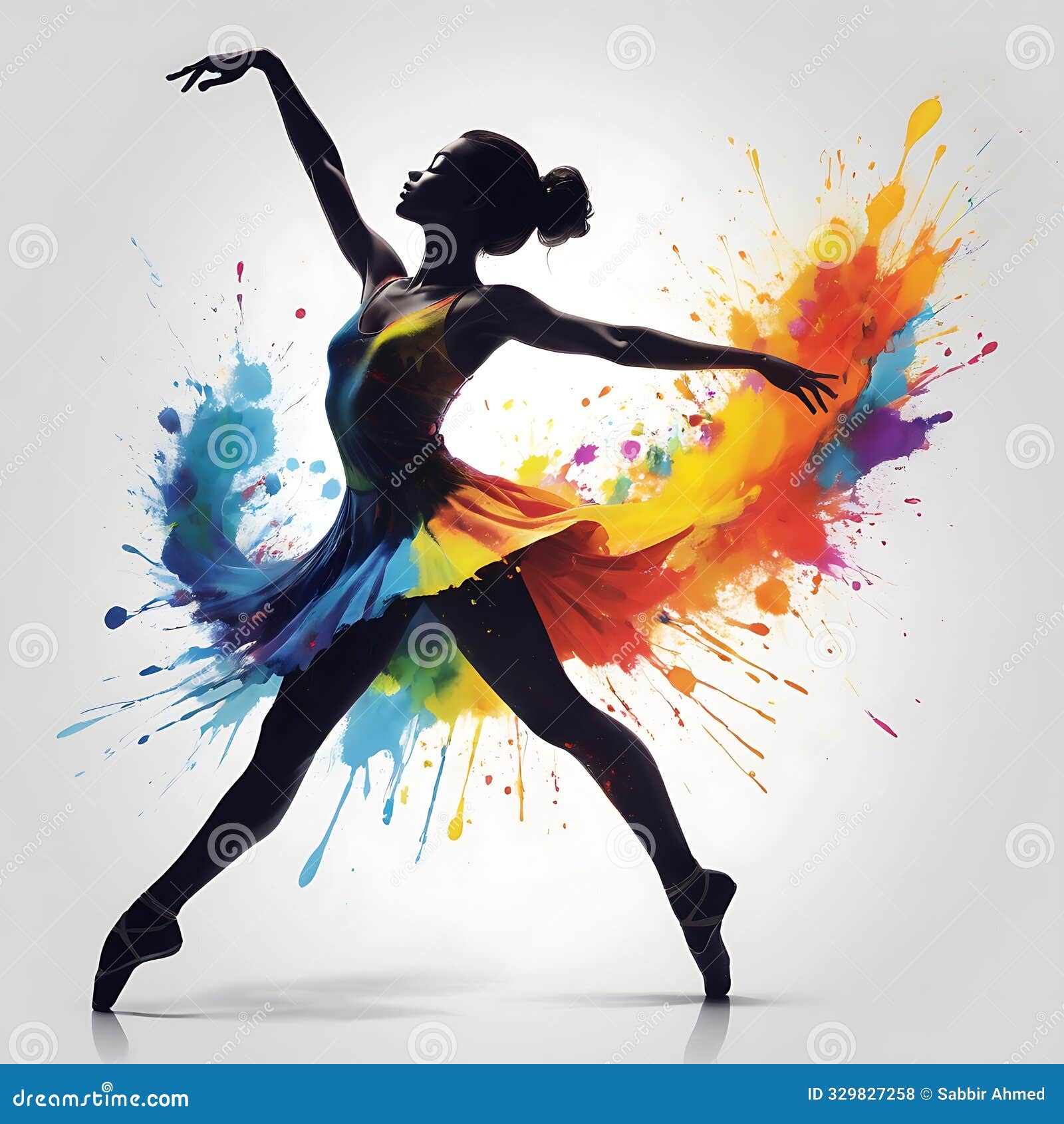 Watercolour Female Silhouette in Modern Dance Pose Stock Illustration ...
