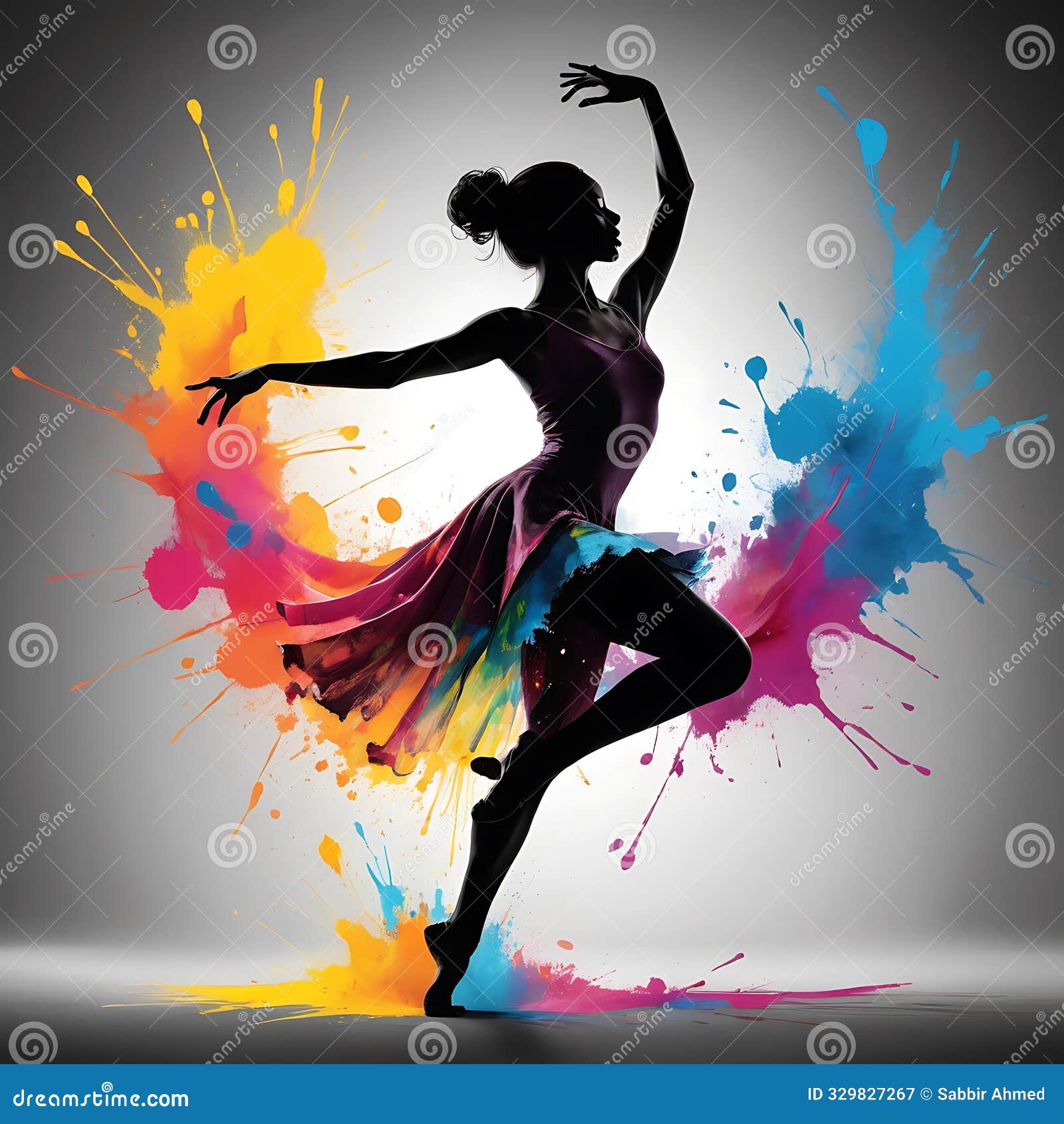 Watercolour Female Silhouette in Modern Dance Pose Stock Image - Image ...