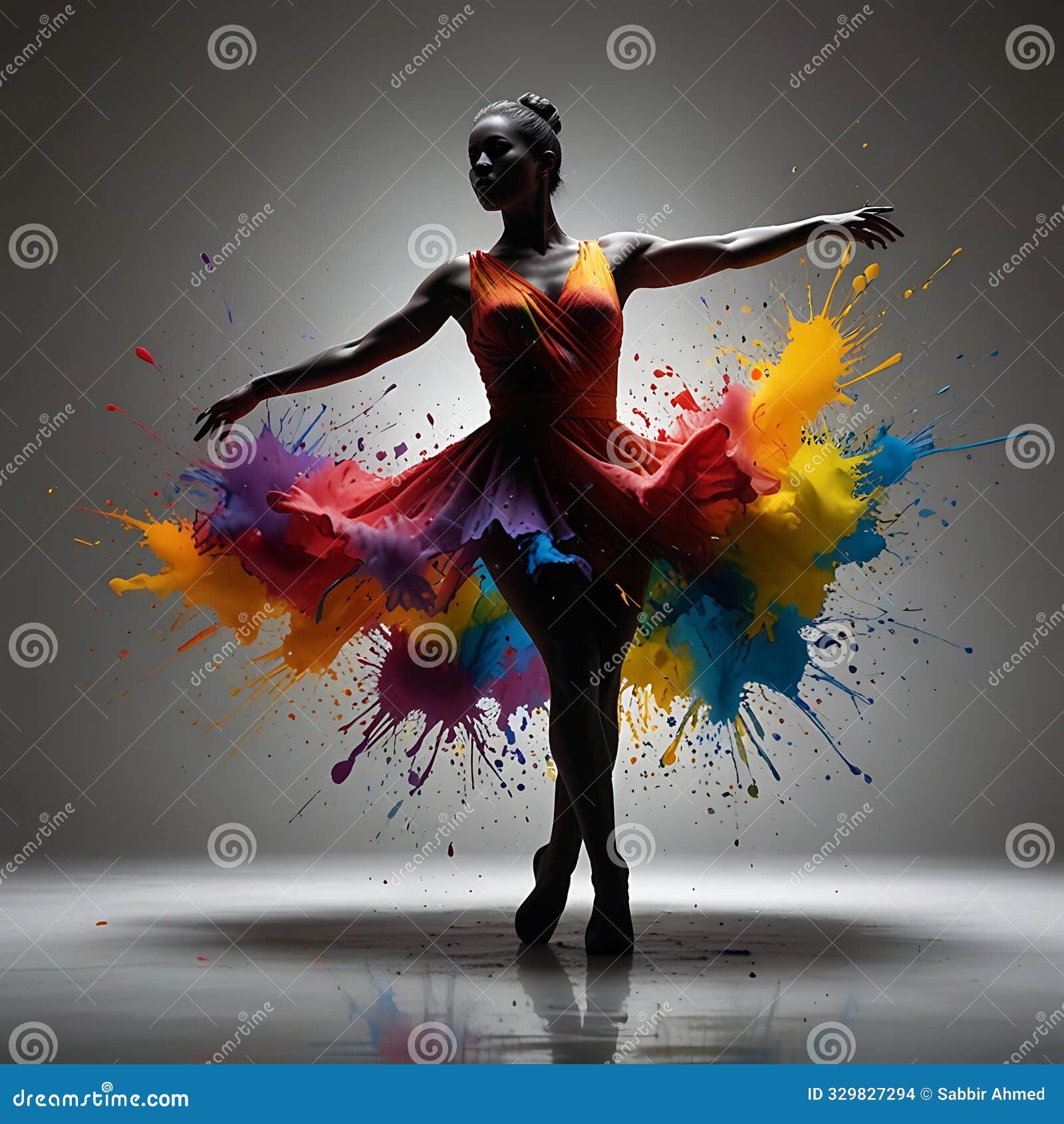 Watercolour Female Silhouette in Modern Dance Pose Stock Photo - Image ...