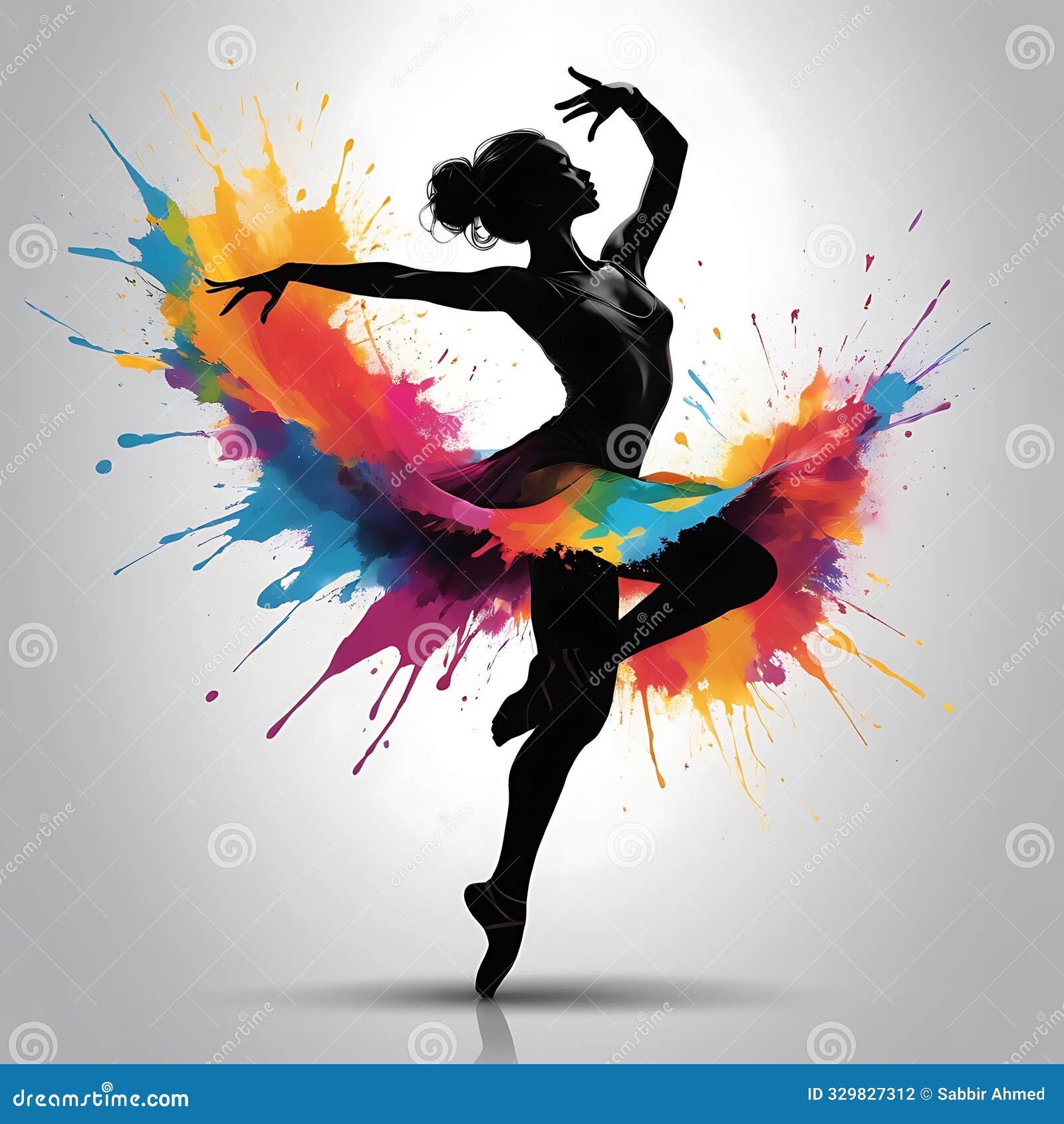 Watercolour Female Silhouette in Modern Dance Pose Stock Illustration ...