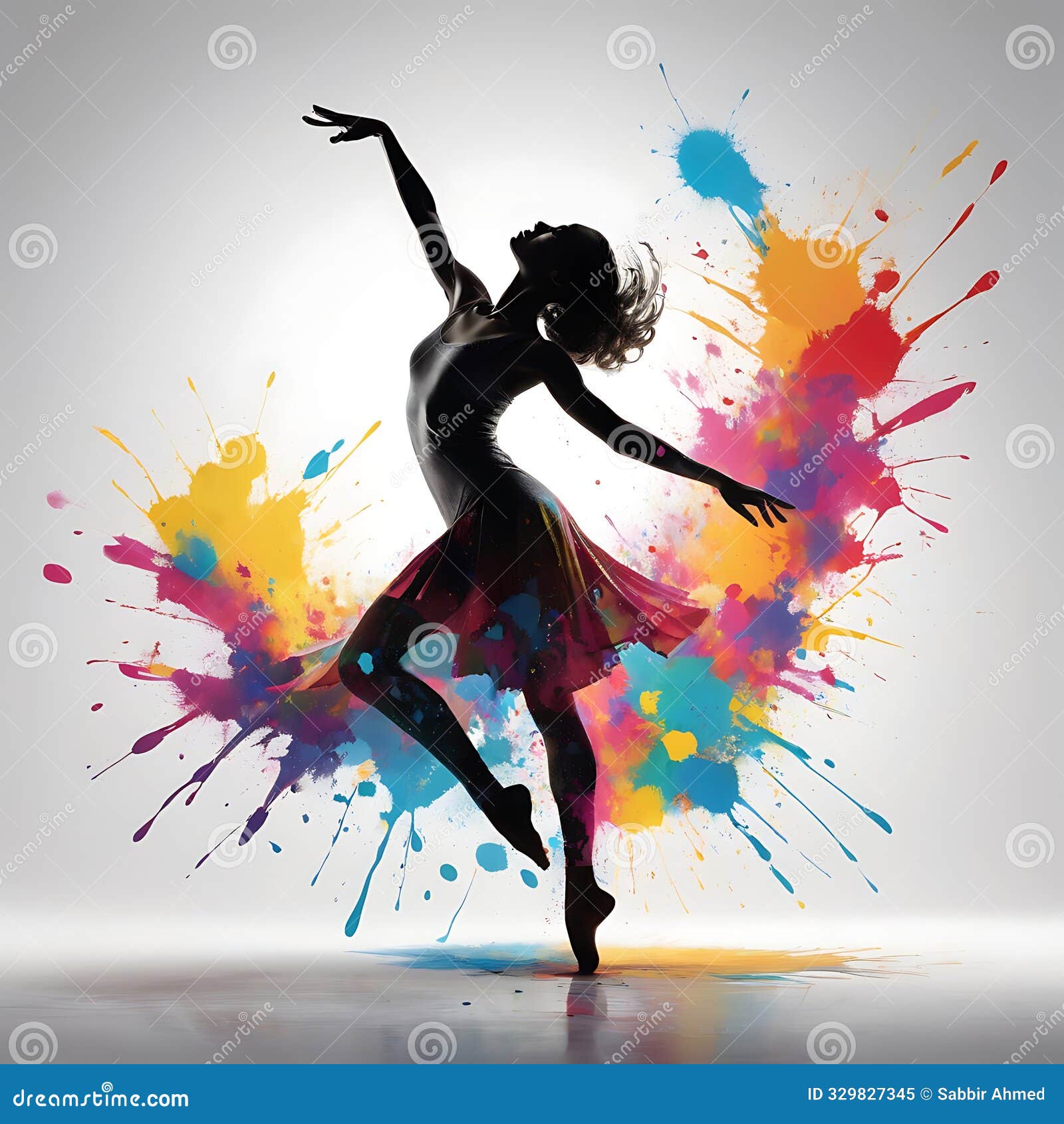 Watercolour Female Silhouette in Modern Dance Pose Stock Image - Image ...