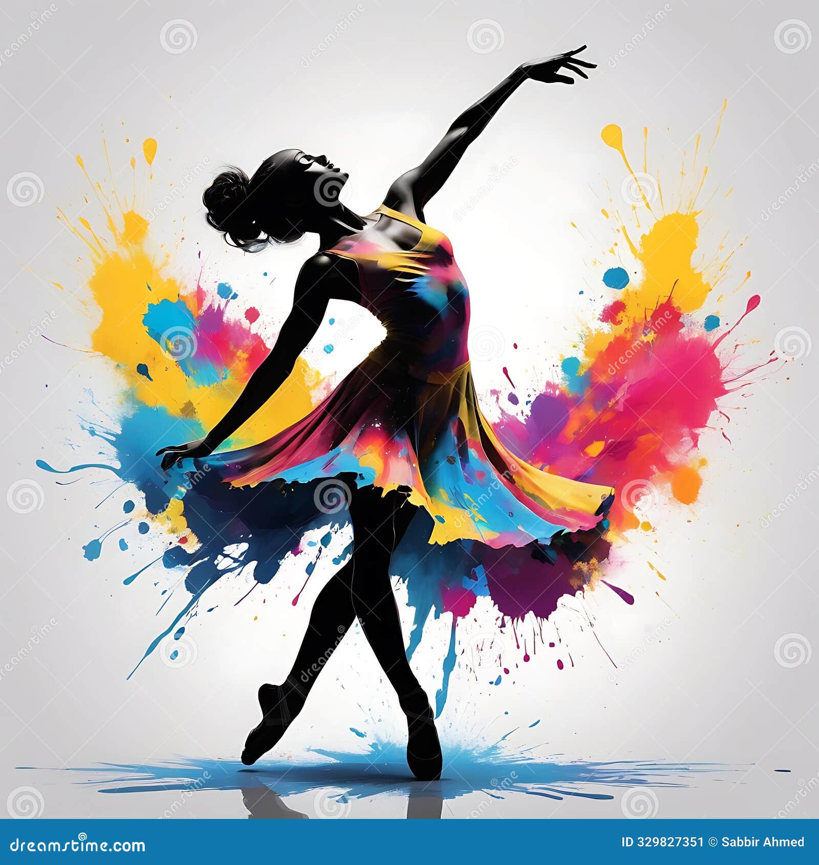 Watercolour Female Silhouette in Modern Dance Pose Stock Image - Image ...