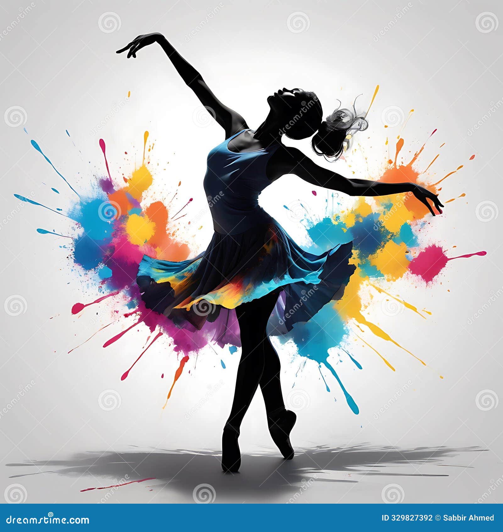 Watercolour Female Silhouette in Modern Dance Pose Stock Illustration ...
