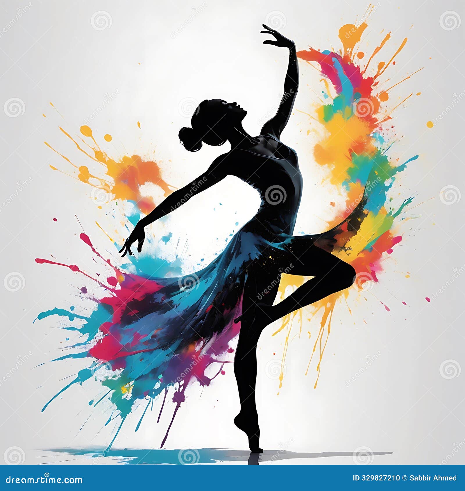 Watercolour Female Silhouette in Modern Dance Pose Stock Illustration ...