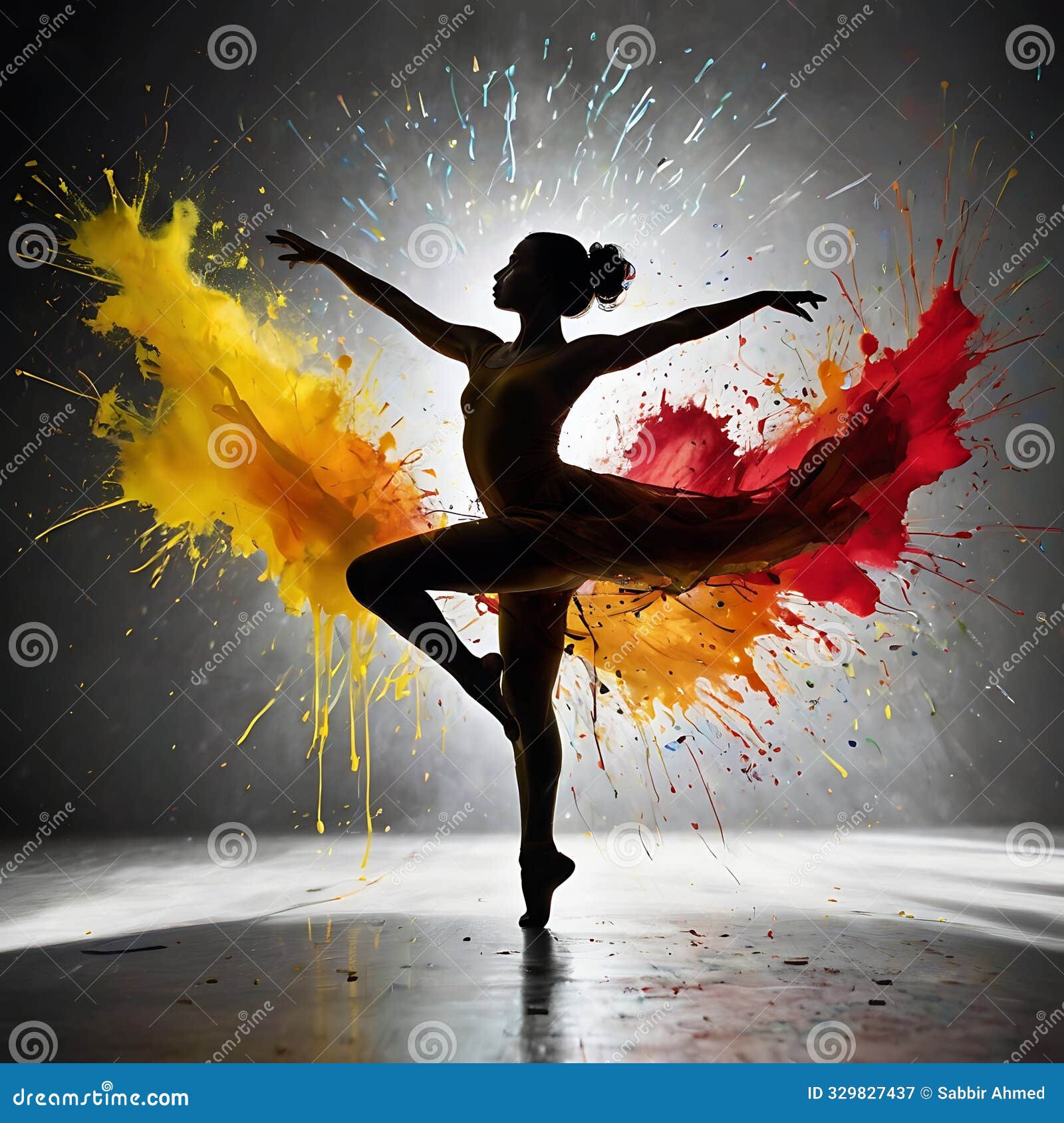Watercolour Female Silhouette in Modern Dance Pose Stock Image - Image ...