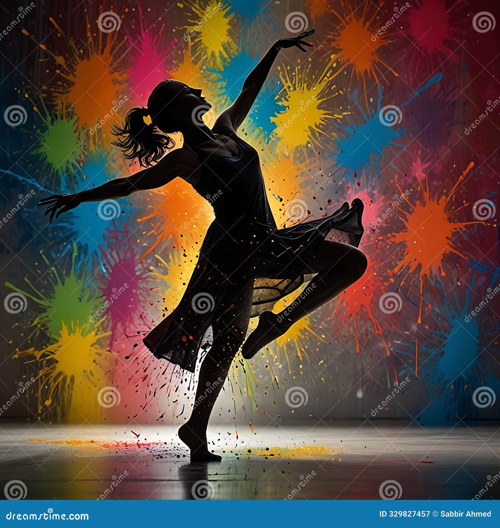 Watercolour Female Silhouette in Modern Dance Pose Stock Image - Image ...
