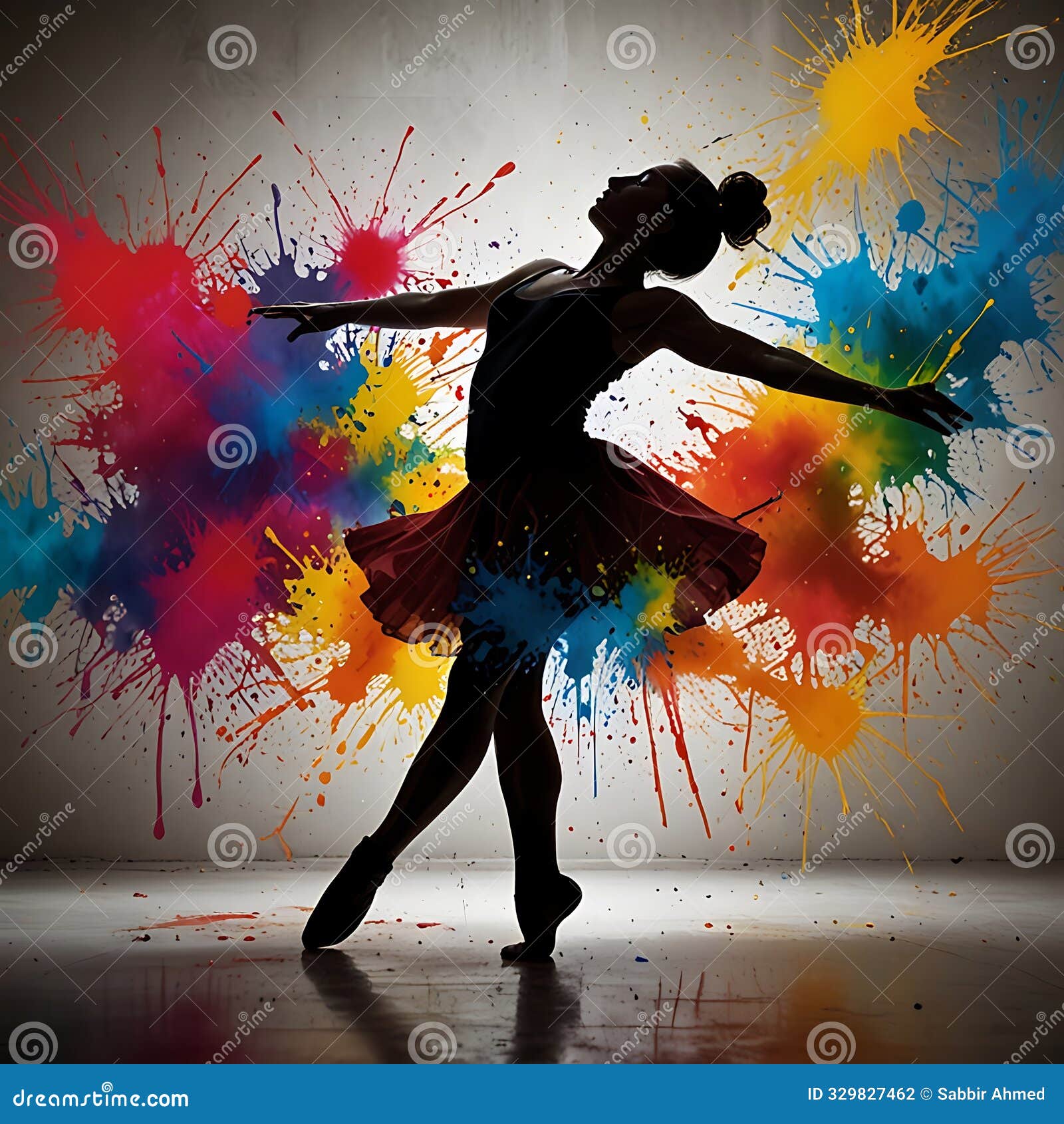 Watercolour Female Silhouette in Modern Dance Pose Stock Photo - Image ...