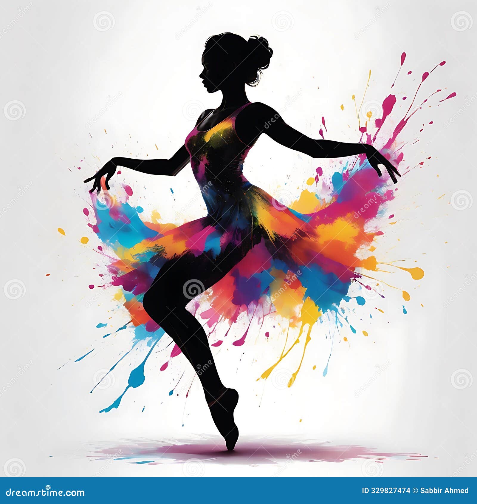 Watercolour Female Silhouette in Modern Dance Pose Stock Illustration ...
