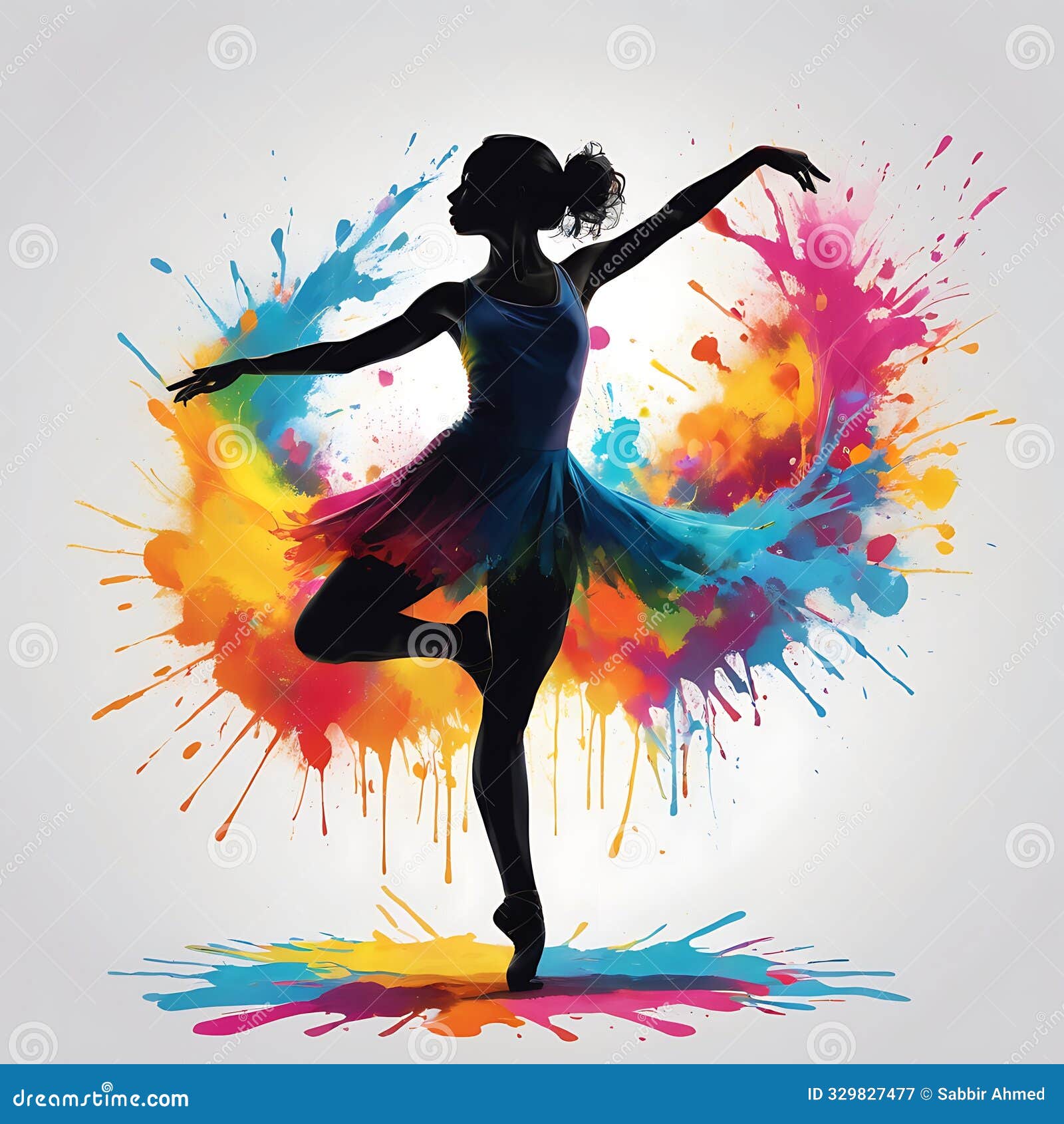 Watercolour Female Silhouette in Modern Dance Pose Stock Image - Image ...