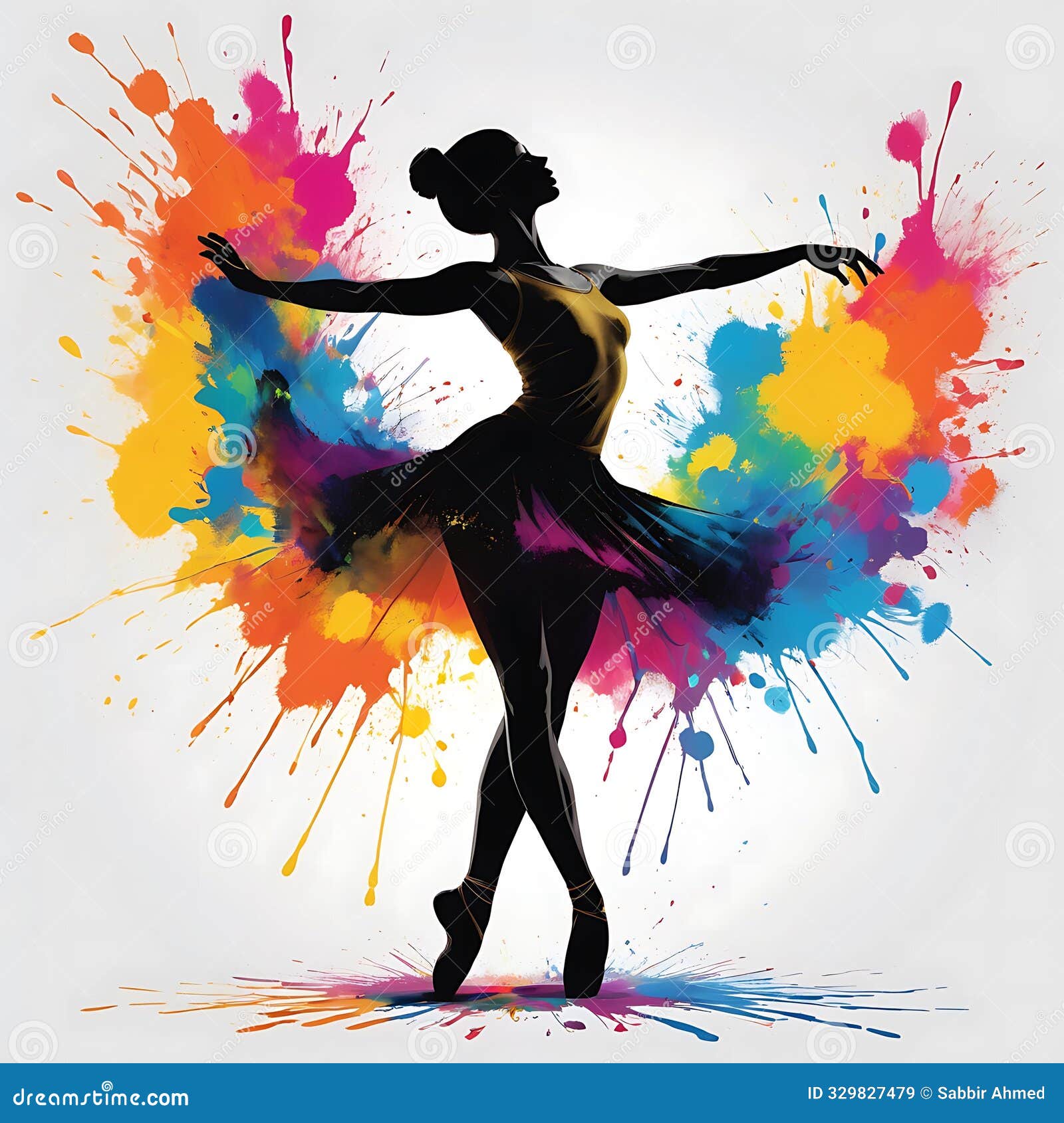 Watercolour Female Silhouette in Modern Dance Pose Stock Image - Image ...