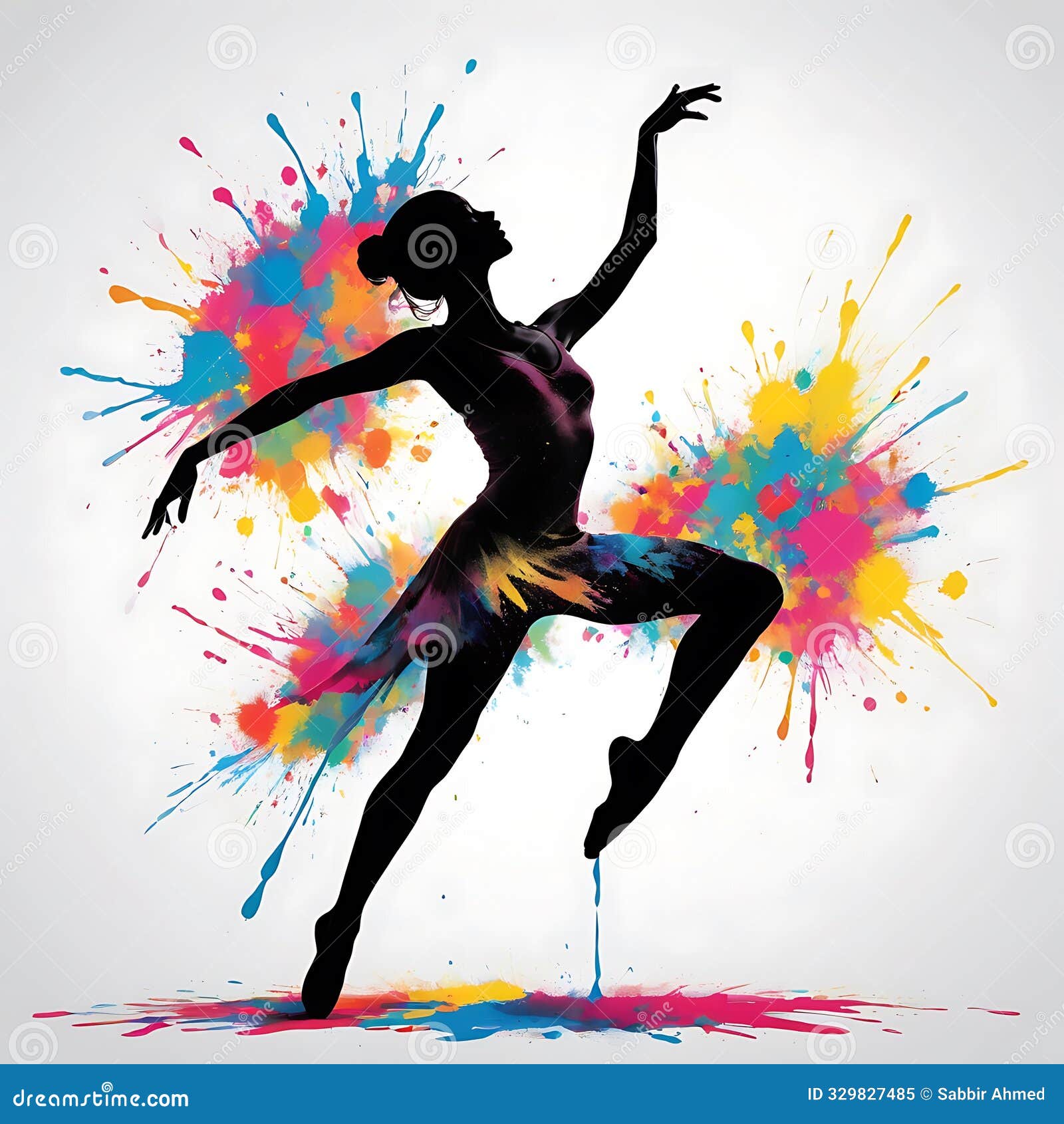 Watercolour Female Silhouette in Modern Dance Pose Stock Illustration ...