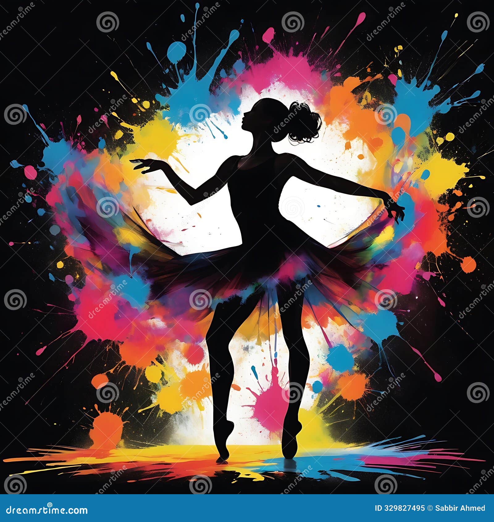 Watercolour Female Silhouette in Modern Dance Pose Stock Image - Image ...