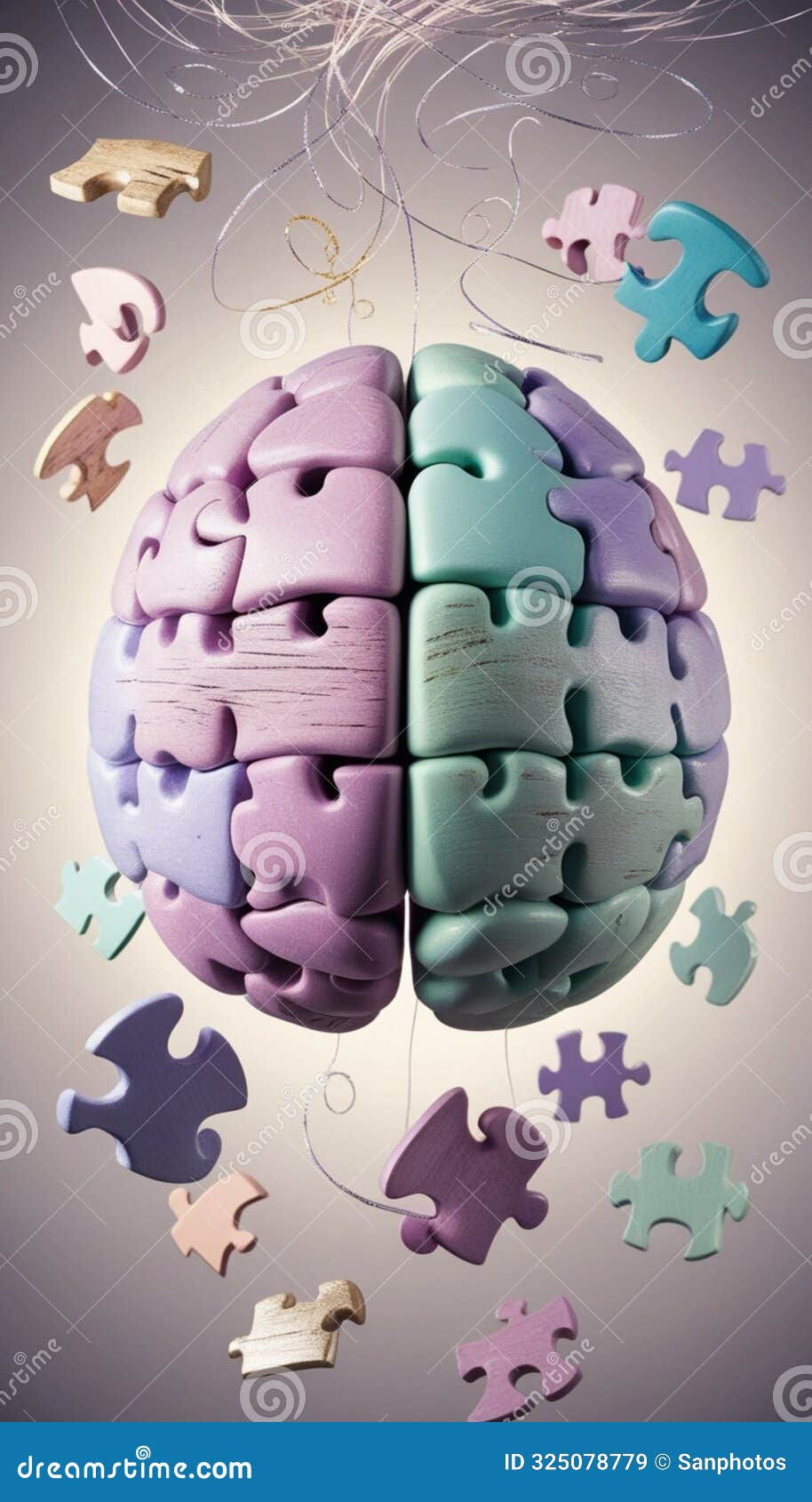 Whimsical Brain Puzzle with Falling Pieces: Celebrating Neurodiversity ...