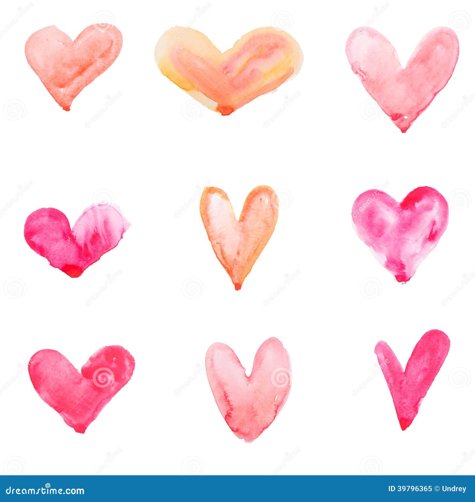 Watercolour Heart Isolated on White Background Stock Illustration ...