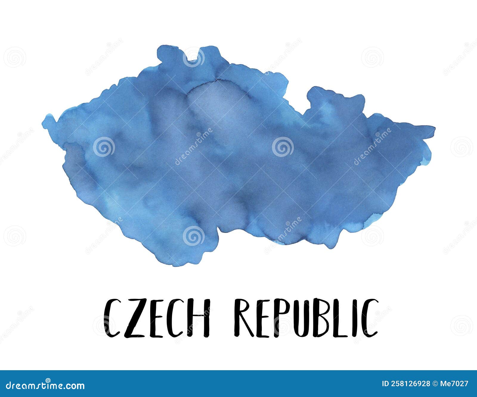 Watercolour Illustration Set of Czech Republic Map in Two Variations ...