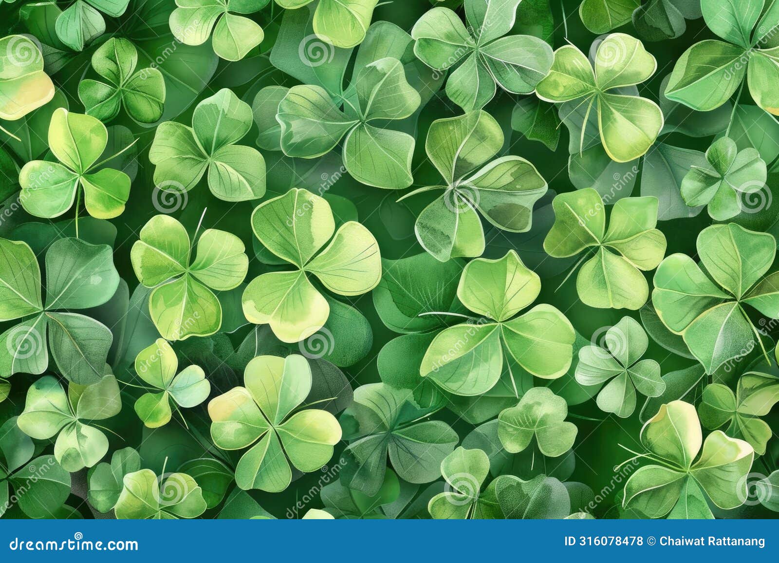 Watercolour 4 Leaf Clover Seamless Pattern Wallpaper. Stock ...