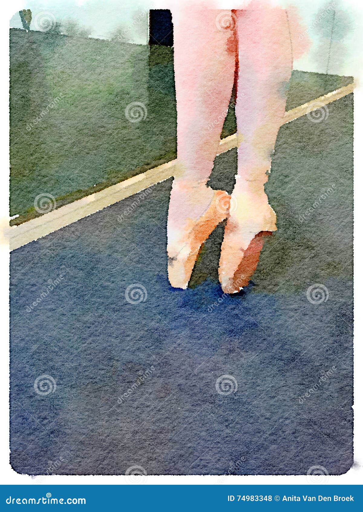 Watercolour of Legs of Young Ballerina on Point in Ballet Dancing ...
