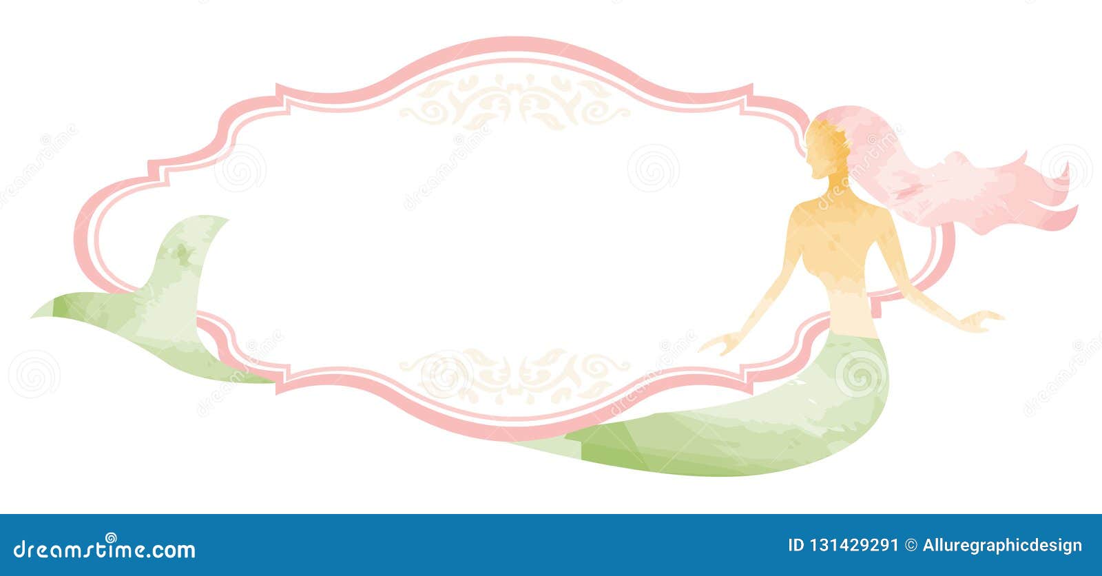 Watercolour Mermaid Frame stock illustration. Illustration of fish ...