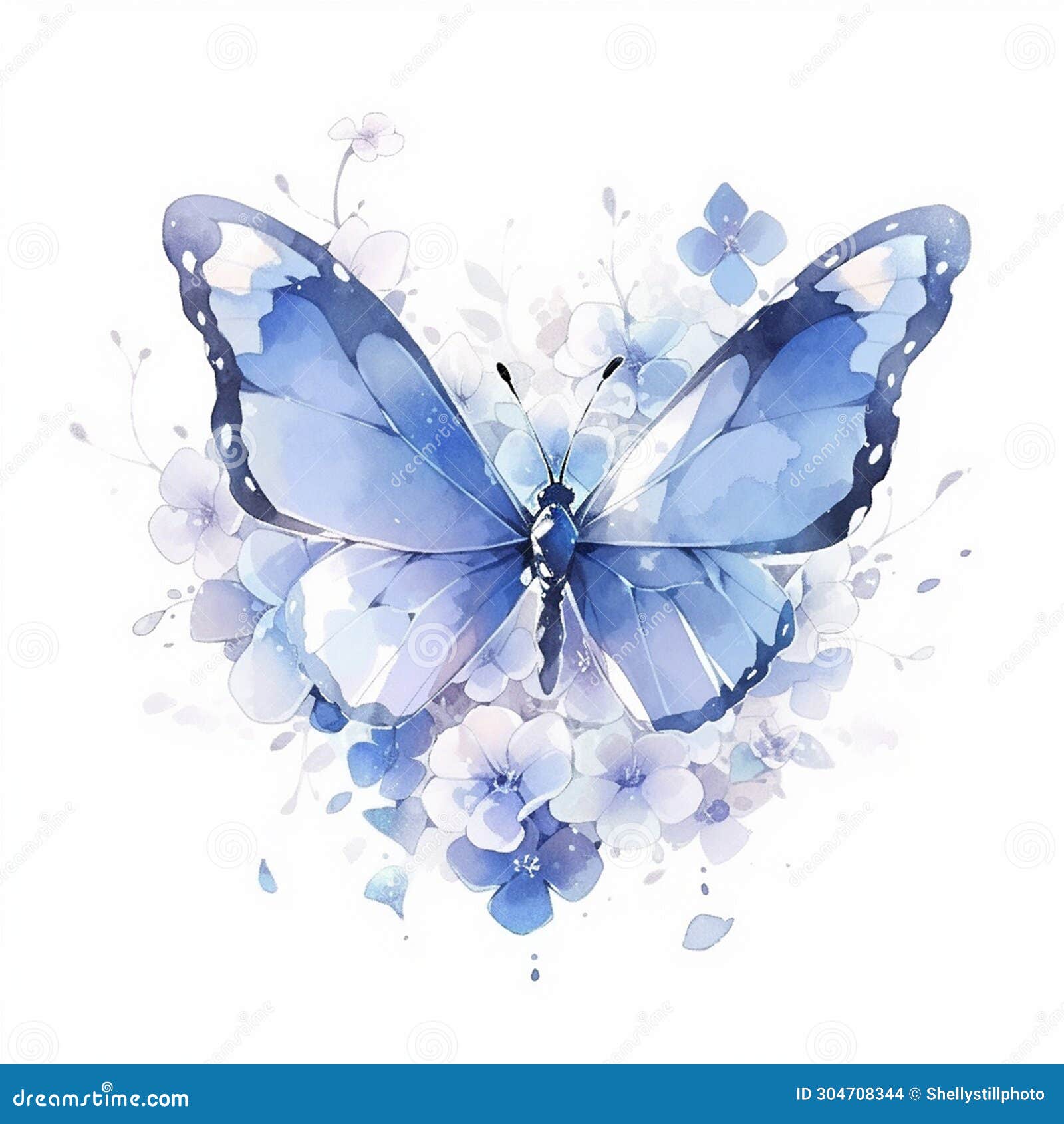 Watercolour Painted Butterfly Illustration Splatter Design Stock ...