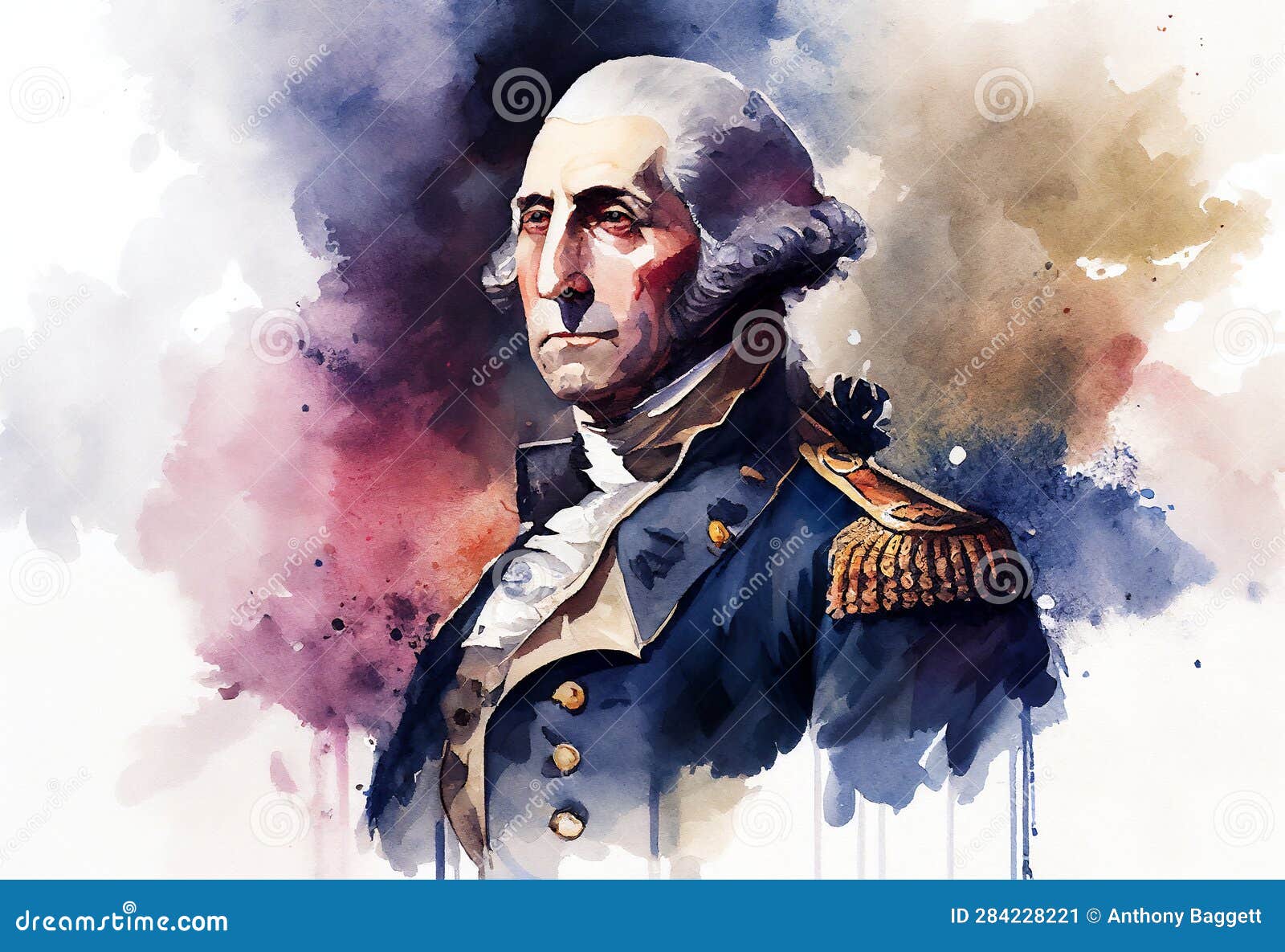 Watercolour Painting of George Washington Stock Illustration ...