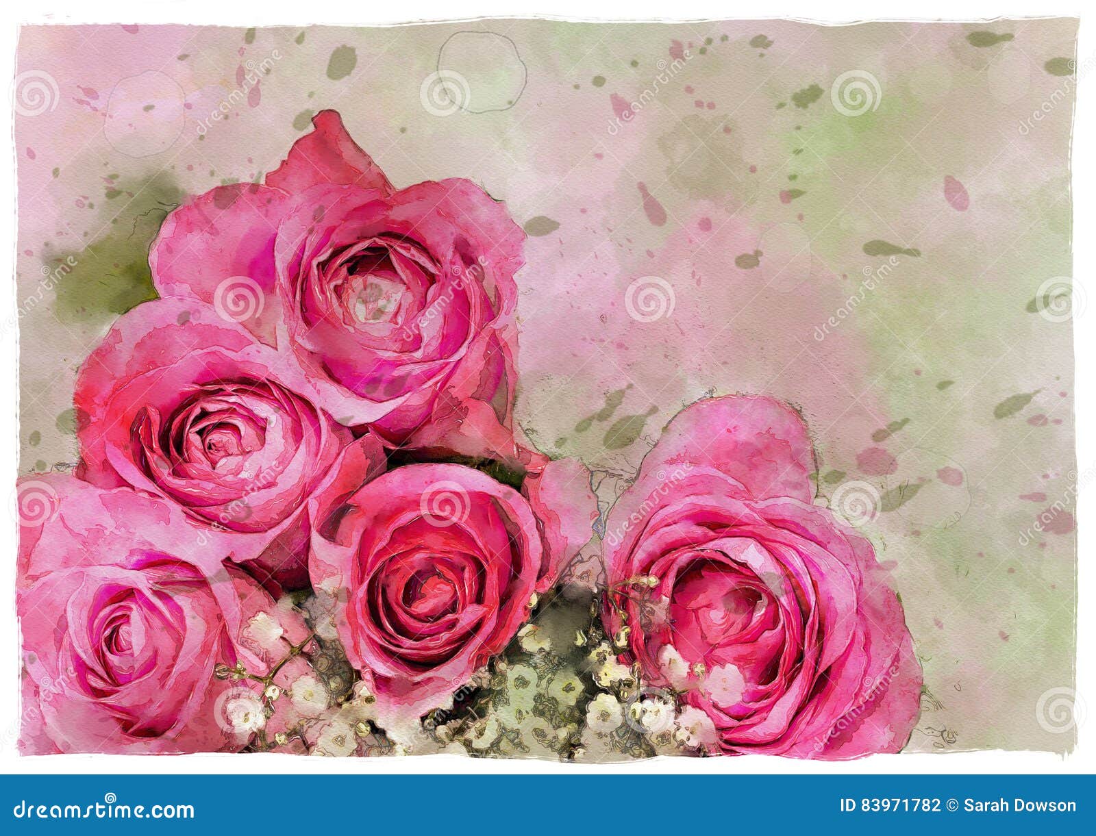 Watercolour Roses Template Card Stock Illustration - Illustration of ...