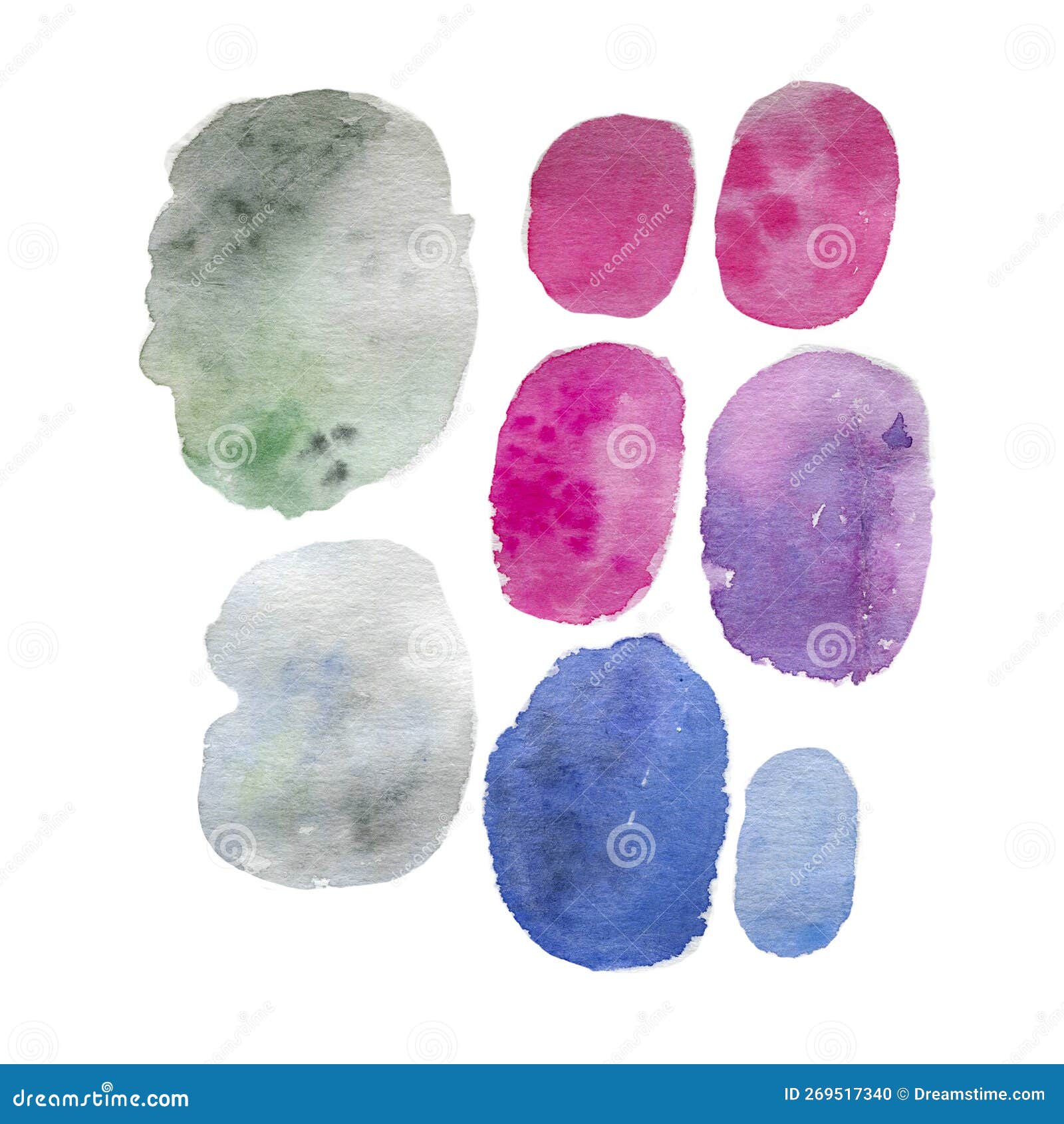 Watercolour Simple Abstract Blobs Clip Art, Different Spots, Hand Drawn ...