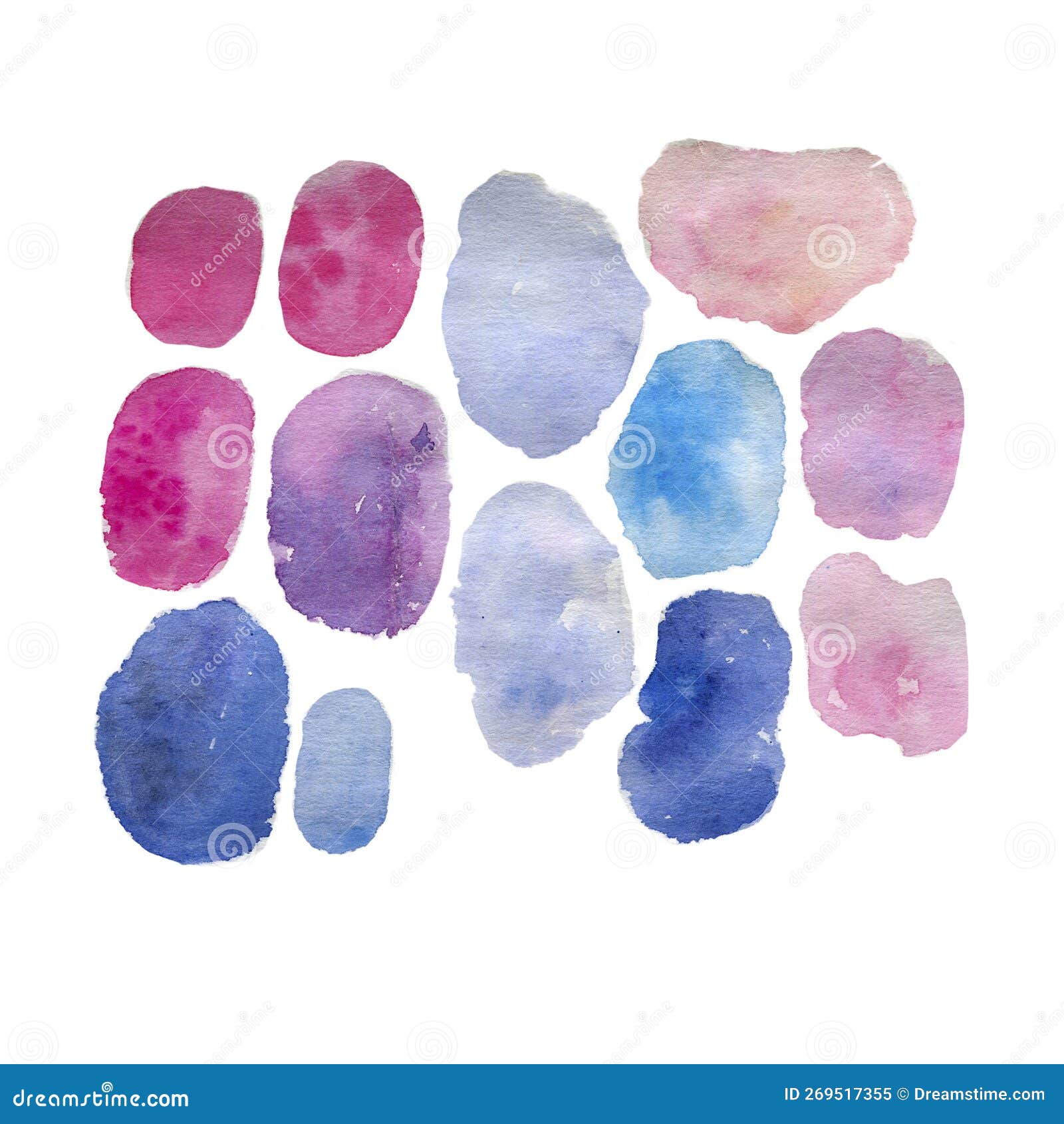 Watercolour Simple Abstract Blobs Clip Art Different Spots Hand Drawn