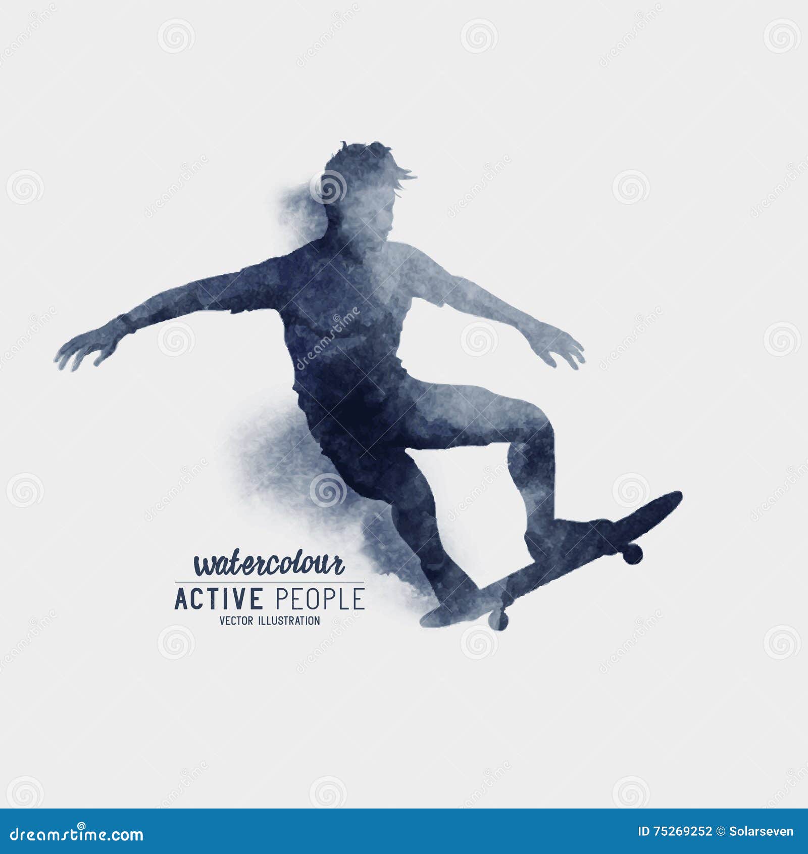 Watercolour Skater Guy Vector Stock Vector - Illustration of lifestyle ...